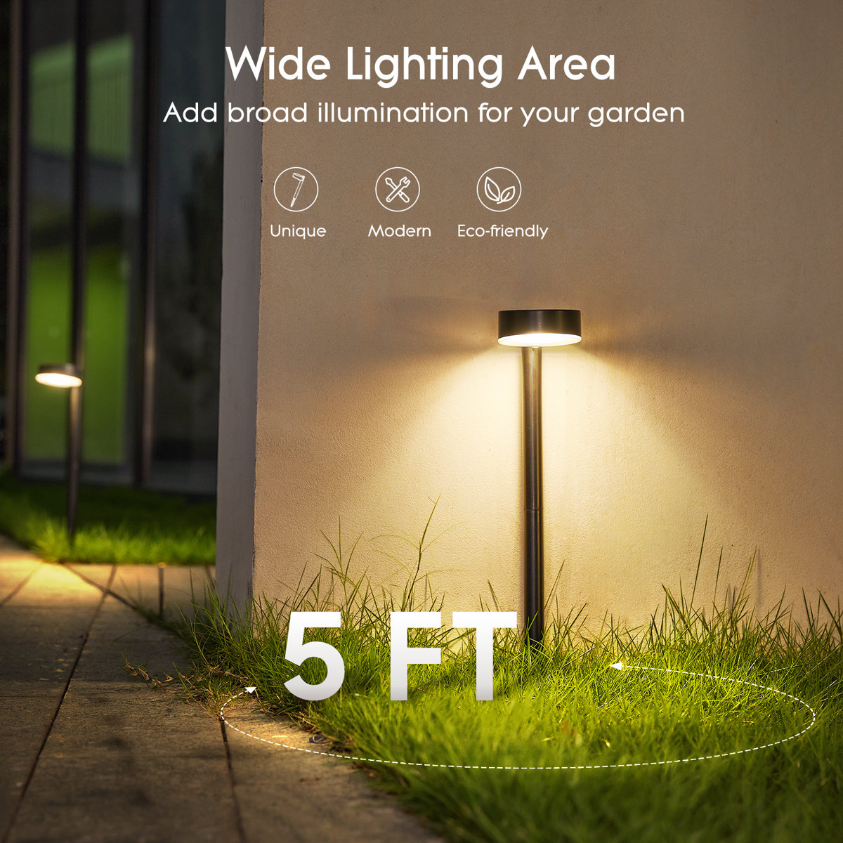 LETMY Black Low Voltage Solar Powered Integrated LED Pathway Light ...