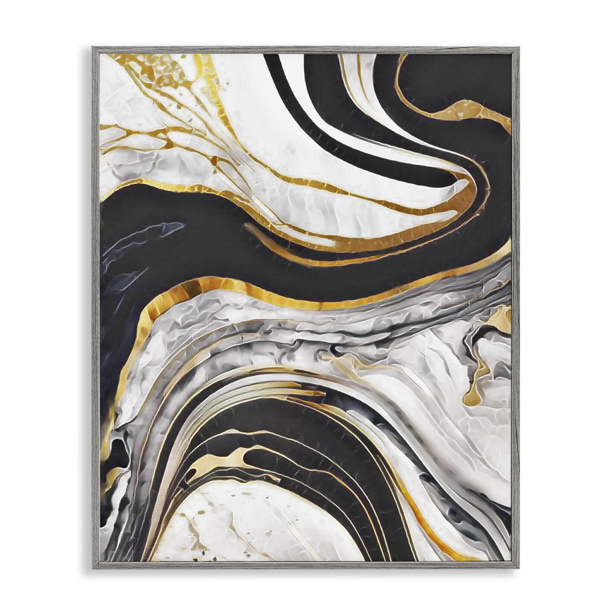 Ebern Designs Marbled Fluid Gold Accent Framed Giclee Art by Jesse Keith bk-057 | Wayfair