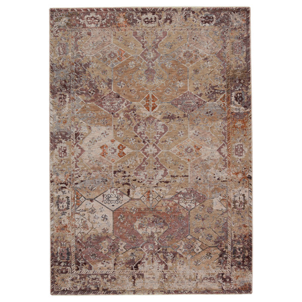 Bungalow Rose Devoss Oriental Gold/Purple Area Rug | Wayfair