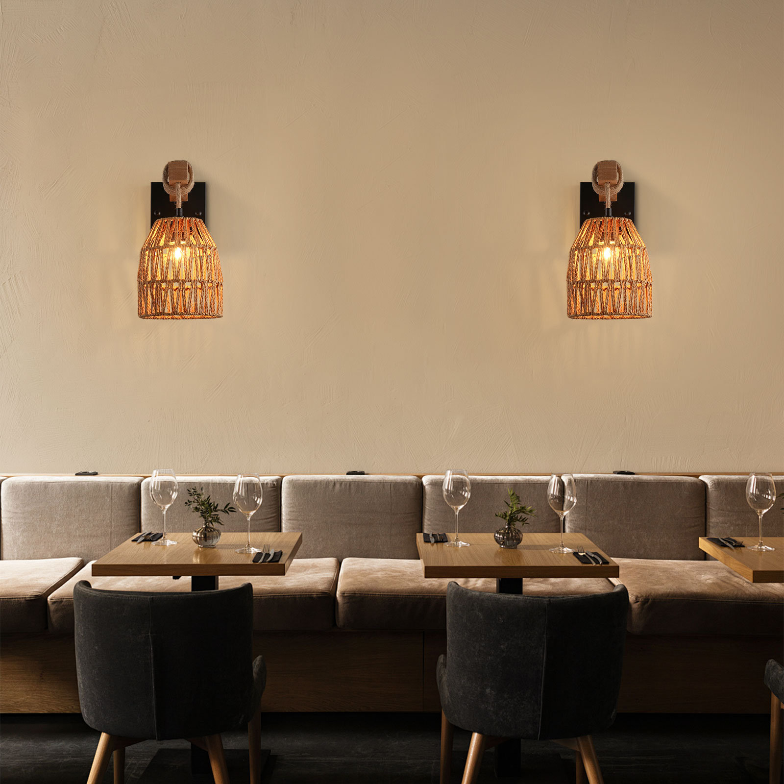 Breakwater Bay 6.7" 1 - Light Bohemian Hemp Rope Staircase Wall ...