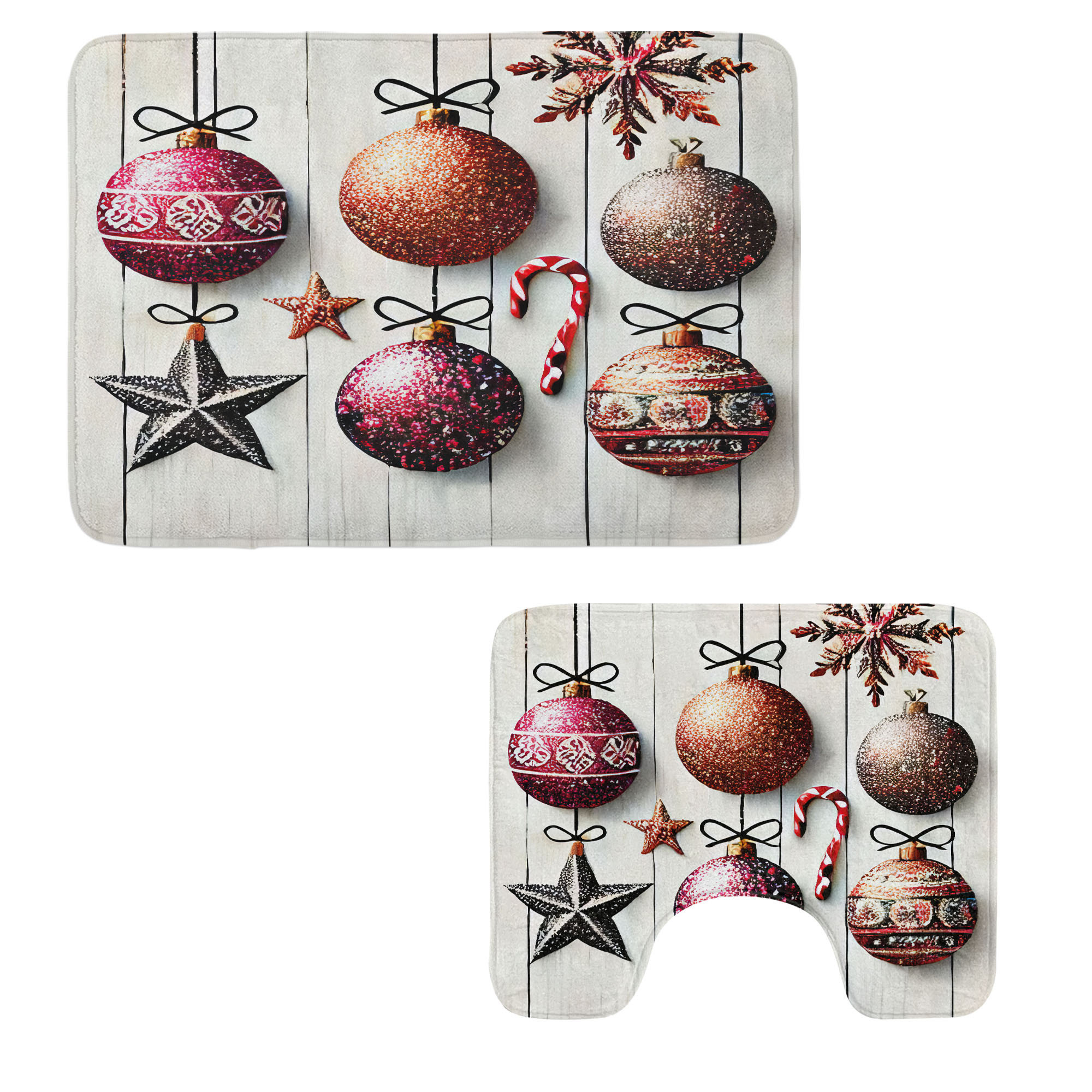 The Holiday Aisle® Christmas Bathroom Rug Set 2 Pieces Rectangle ...