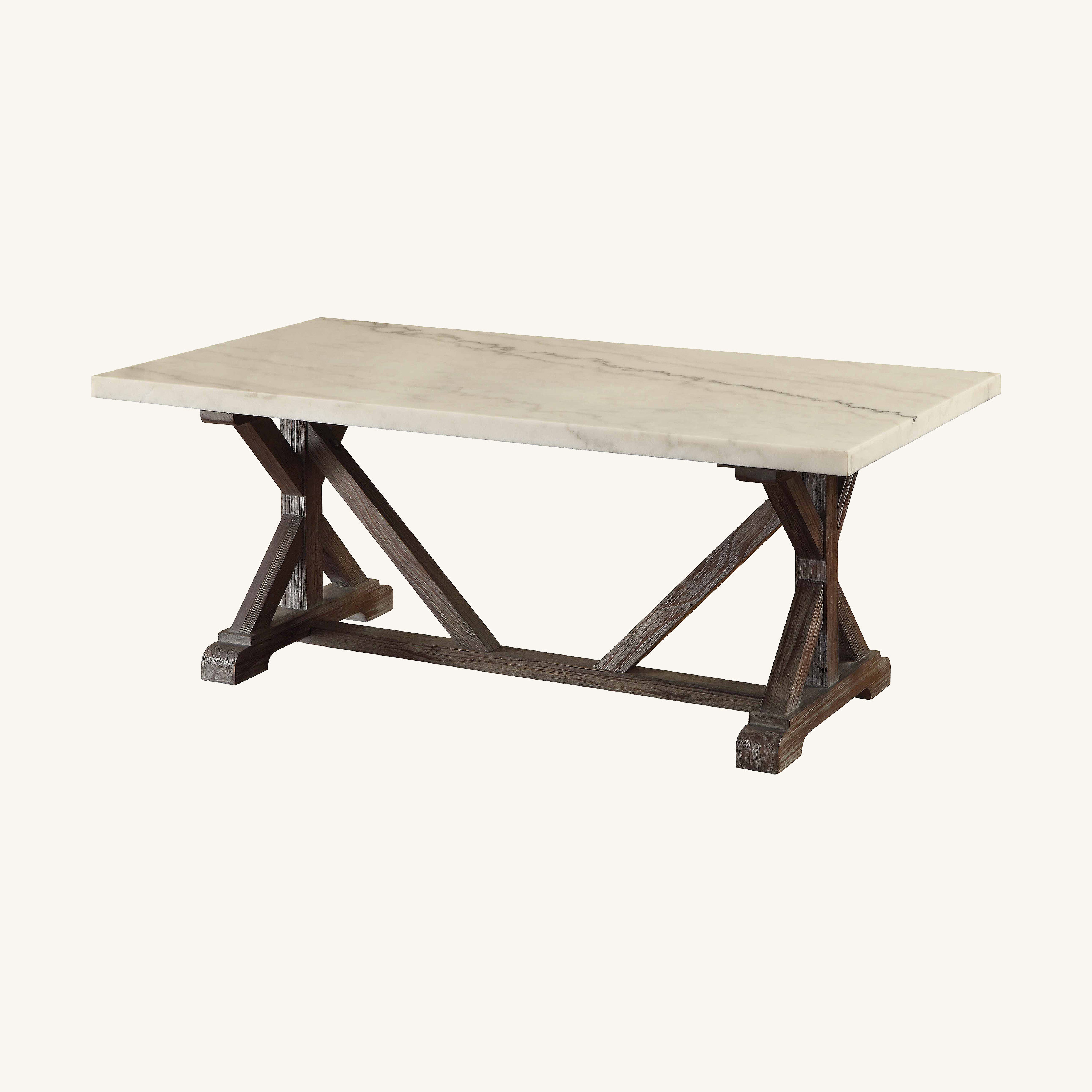 August Grove® Romina White Marble Top & Weathered Espresso Finish ...