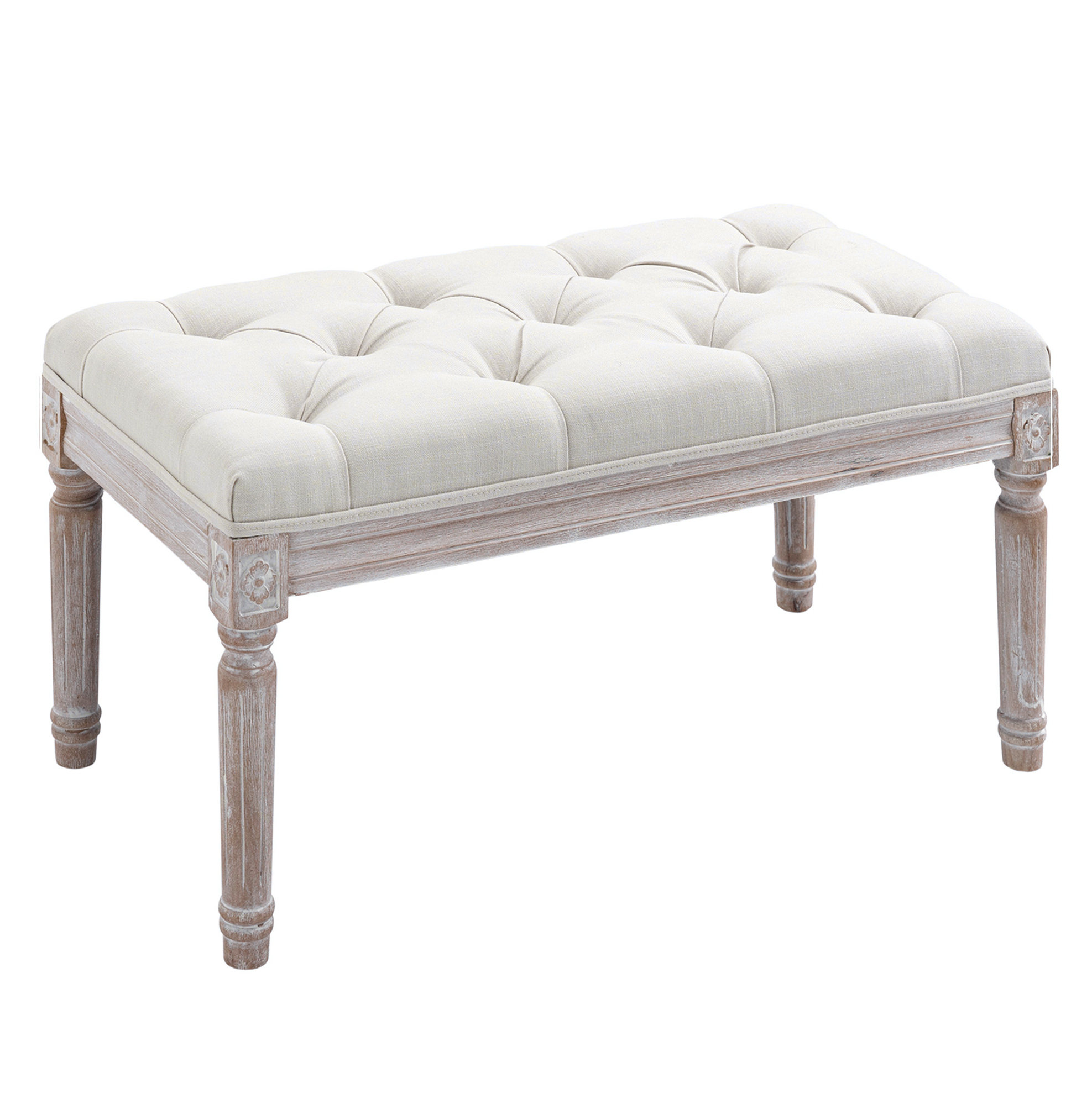 Red Barrel Studio 32" Vintage Ottoman, Tufted Foot Stool with ...