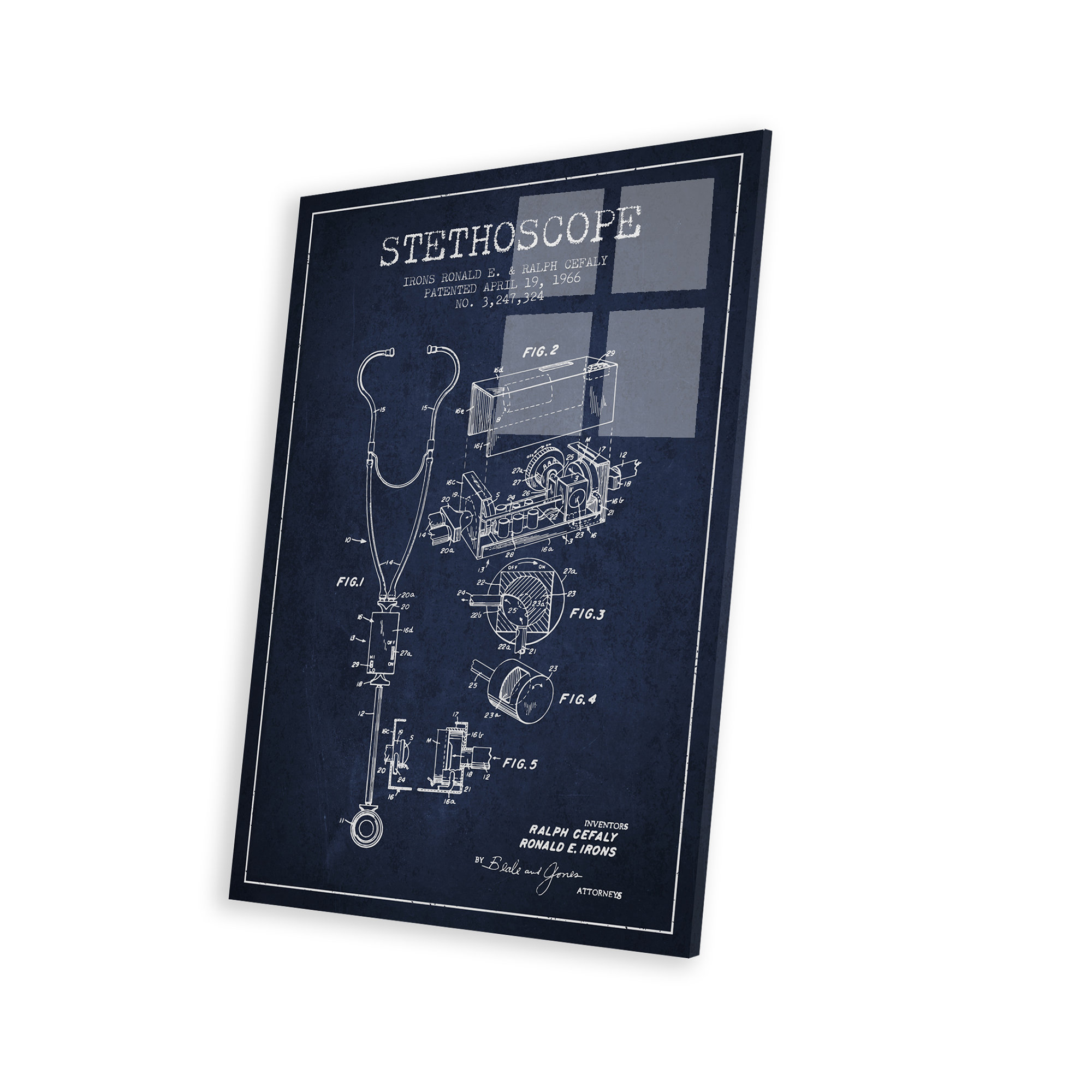 17 Stories Stethoscope Charcoal Patent Blueprint Print On Acrylic Glass ...
