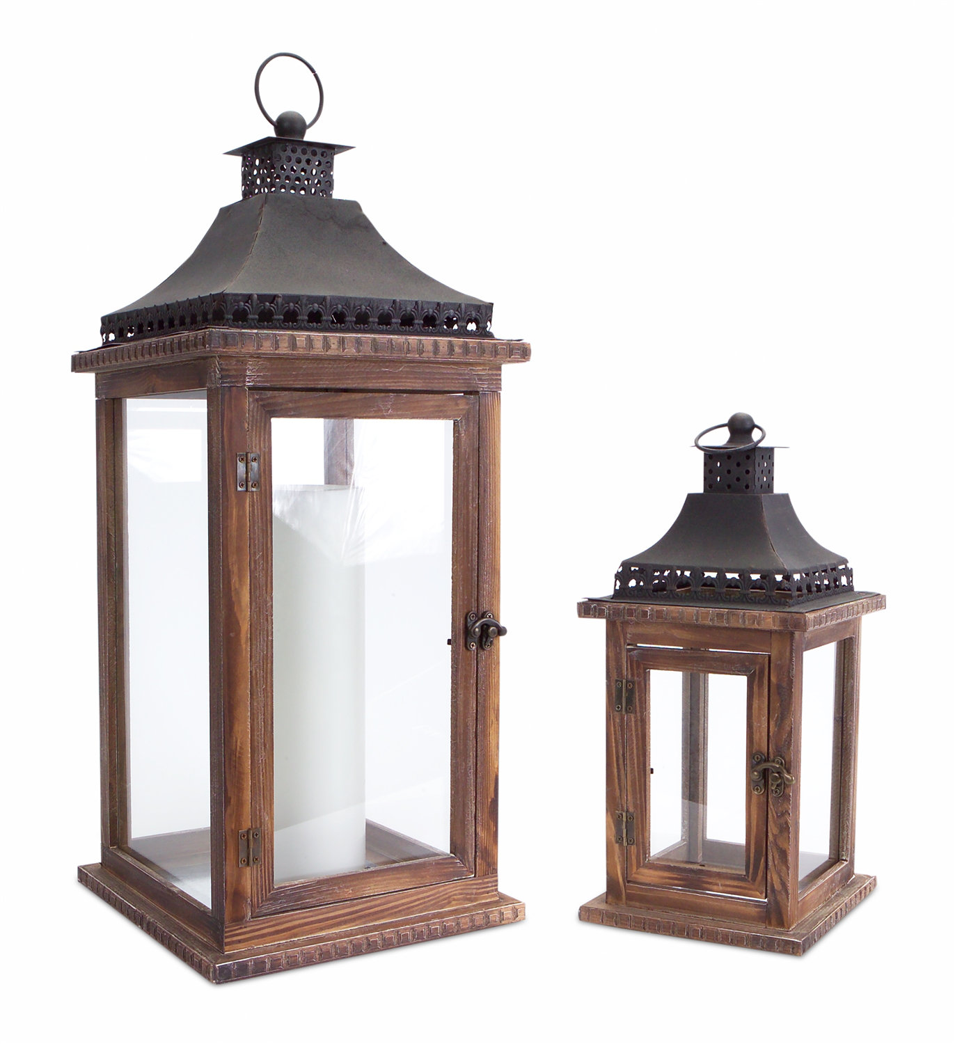 Rosalind Wheeler 2 Piece Glass Tabletop Lantern Set | Wayfair