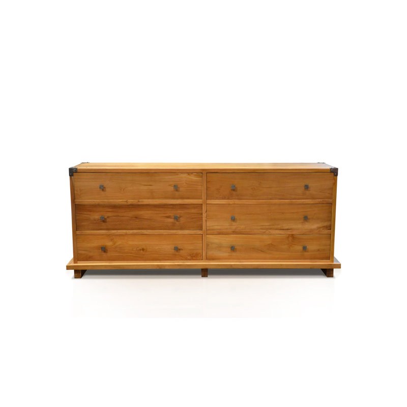 The Twillery Co.® Immingham 6 Drawer 83" W Solid Wood Double Dresser ...