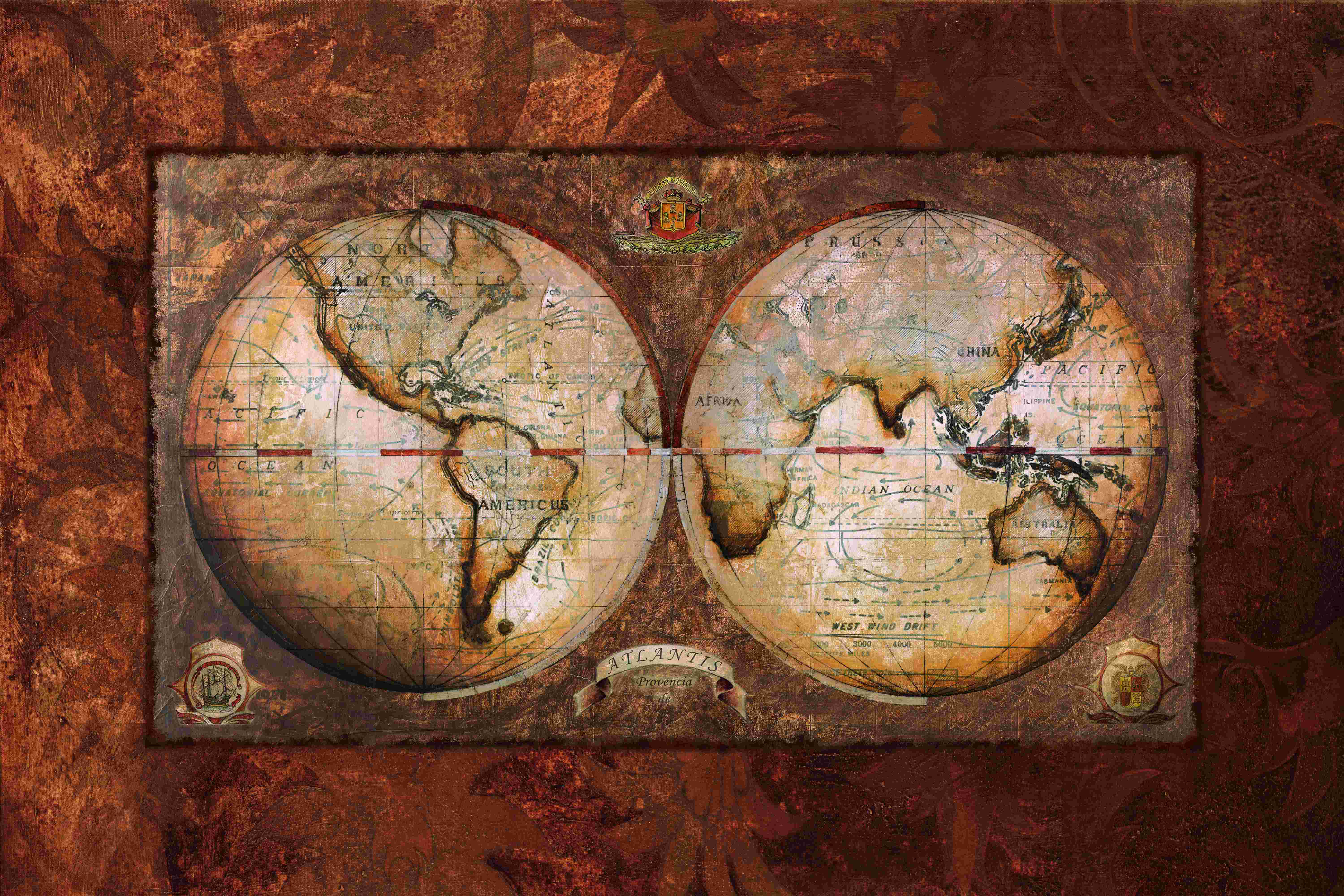 Breakwater Bay World Map 3 - Wrapped Canvas Print | Wayfair