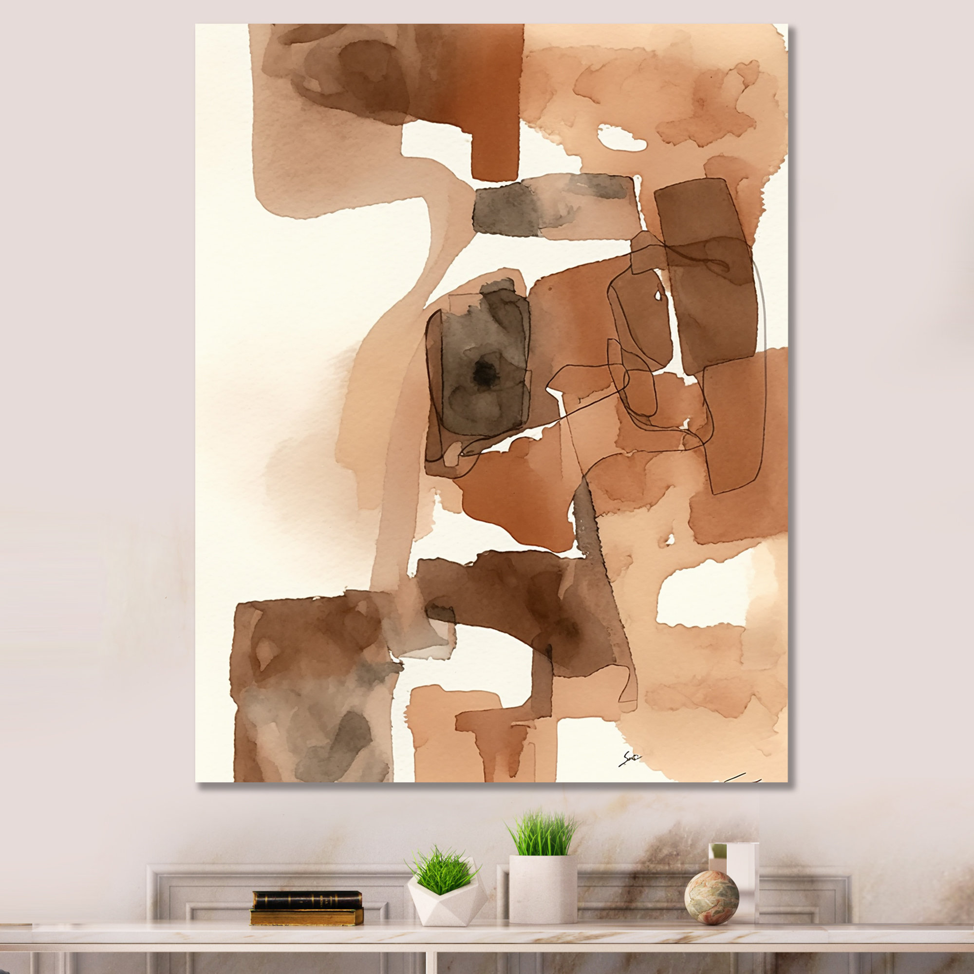 Ivy Bronx Liquid Earth Tones I - Abstract Liquid Ink Metal Wall Décor ...