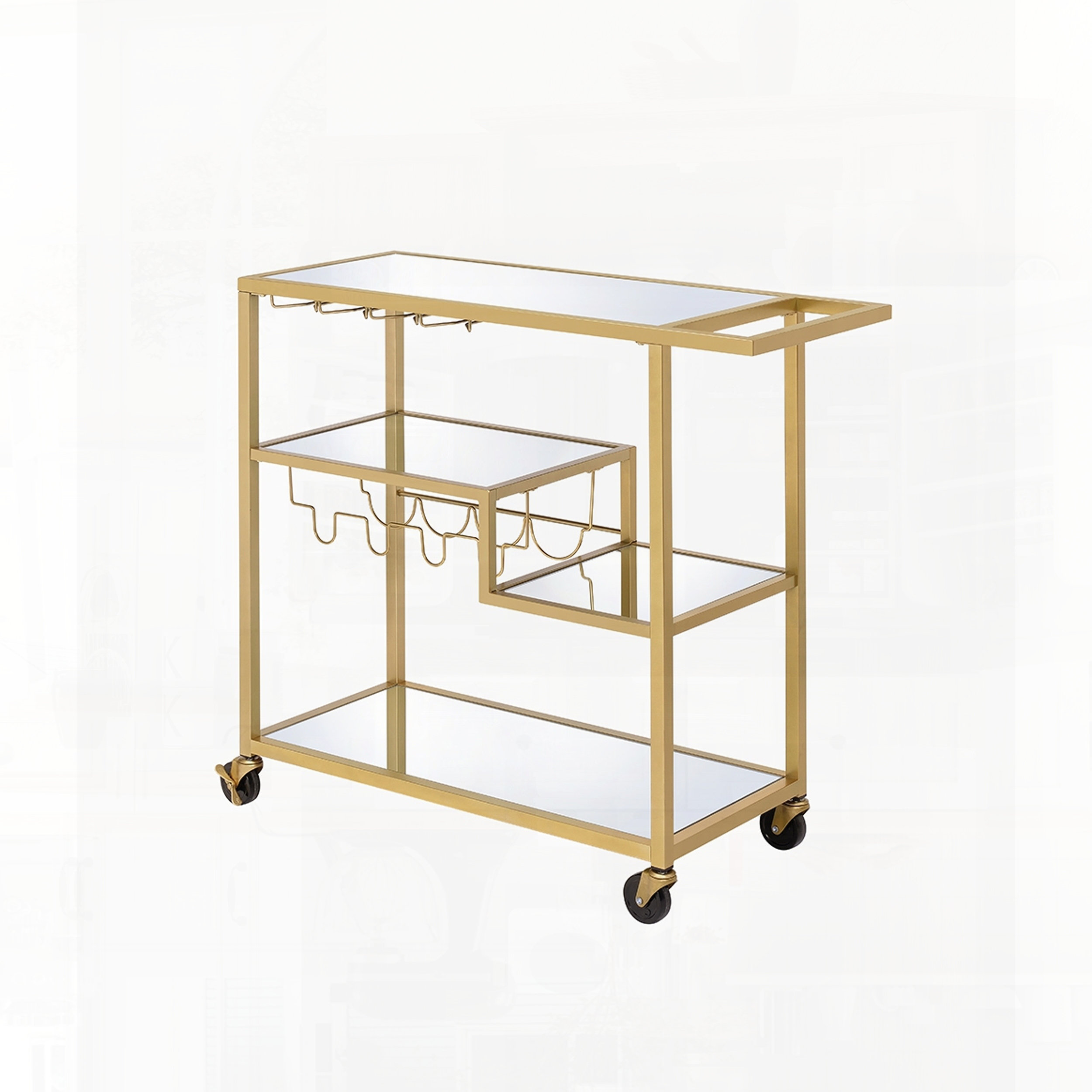 Mercer41 Functional Serving Cart with Three Open Storage Compartments ...
