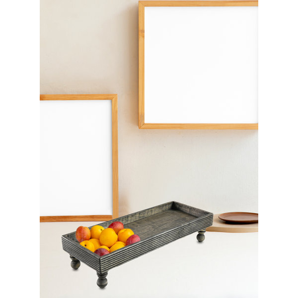 August Grove® Rustic Dark Wood Tray With Legs - 5" X 21" - Versatile ...