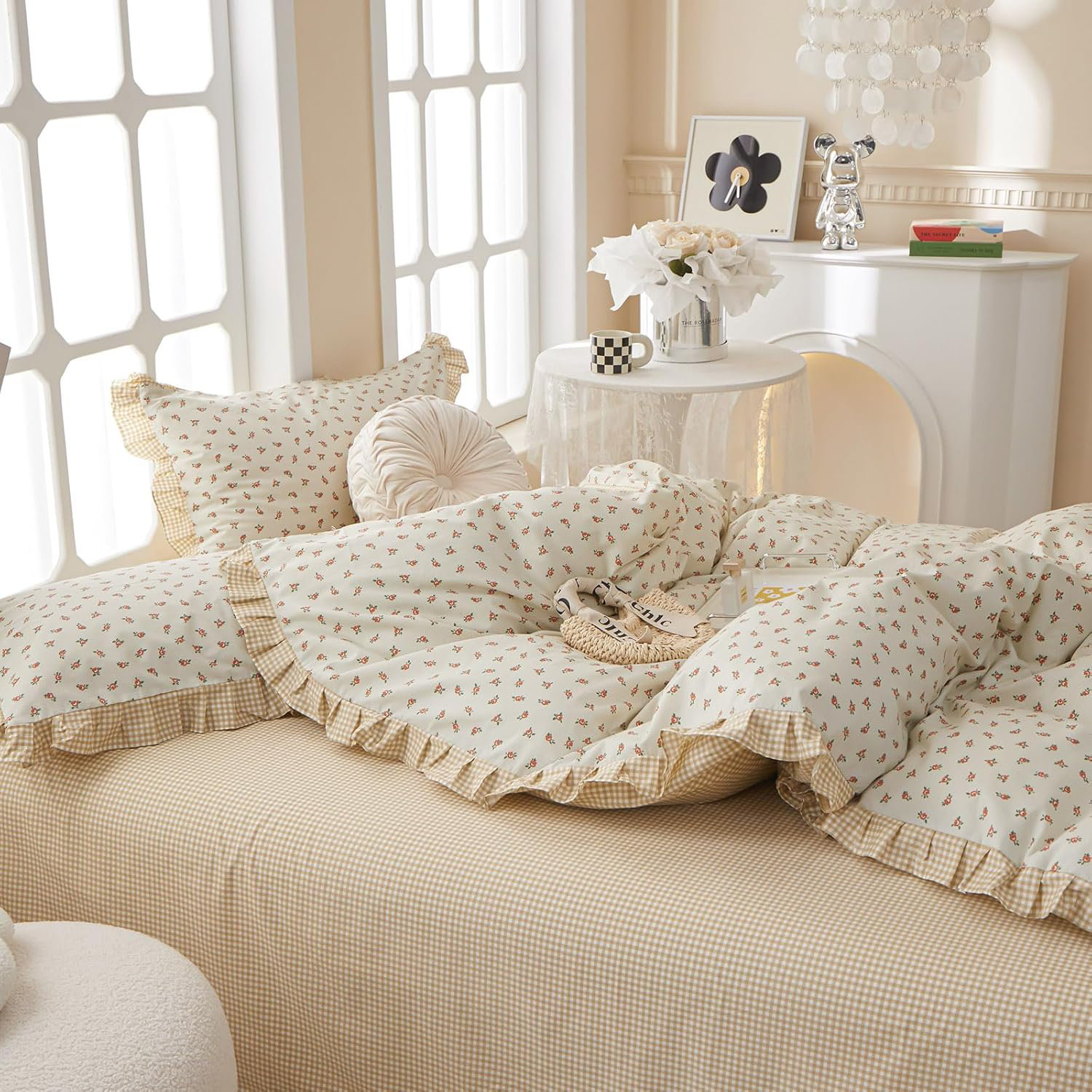 CoastalCart Floral Comforter Set Queen, Ruffle Bedding Set, 3 Pieces ...