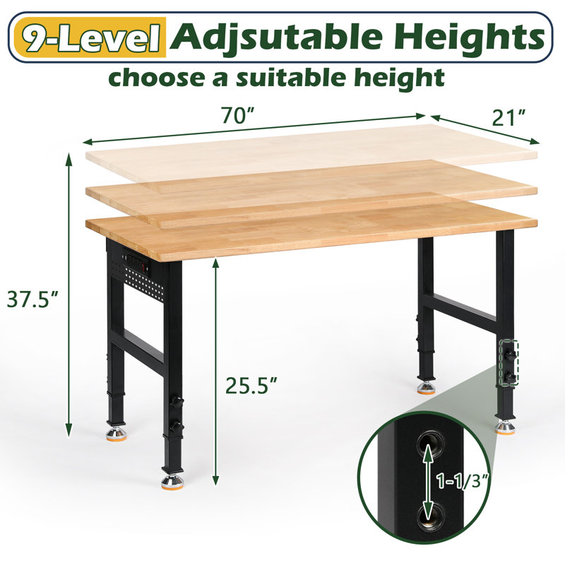 WFX Utility™ Warre 70" Adjustable Height Workbench | Wayfair