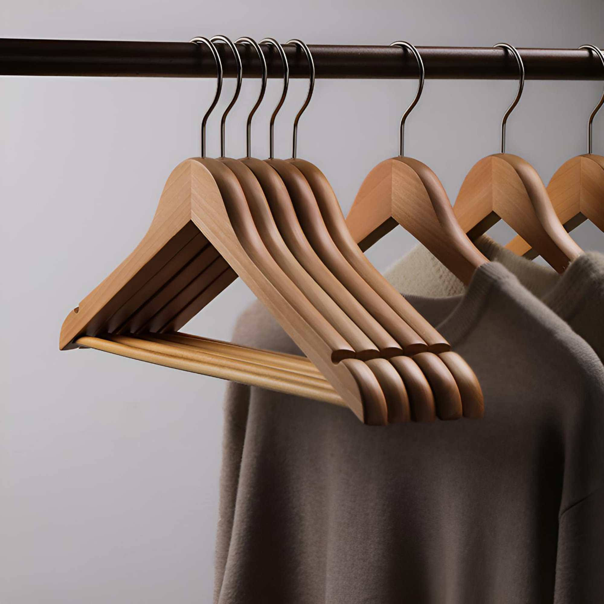 Rebrilliant Reinforced Solid Wood Garment Hangers - No-Crease Wardrobe ...