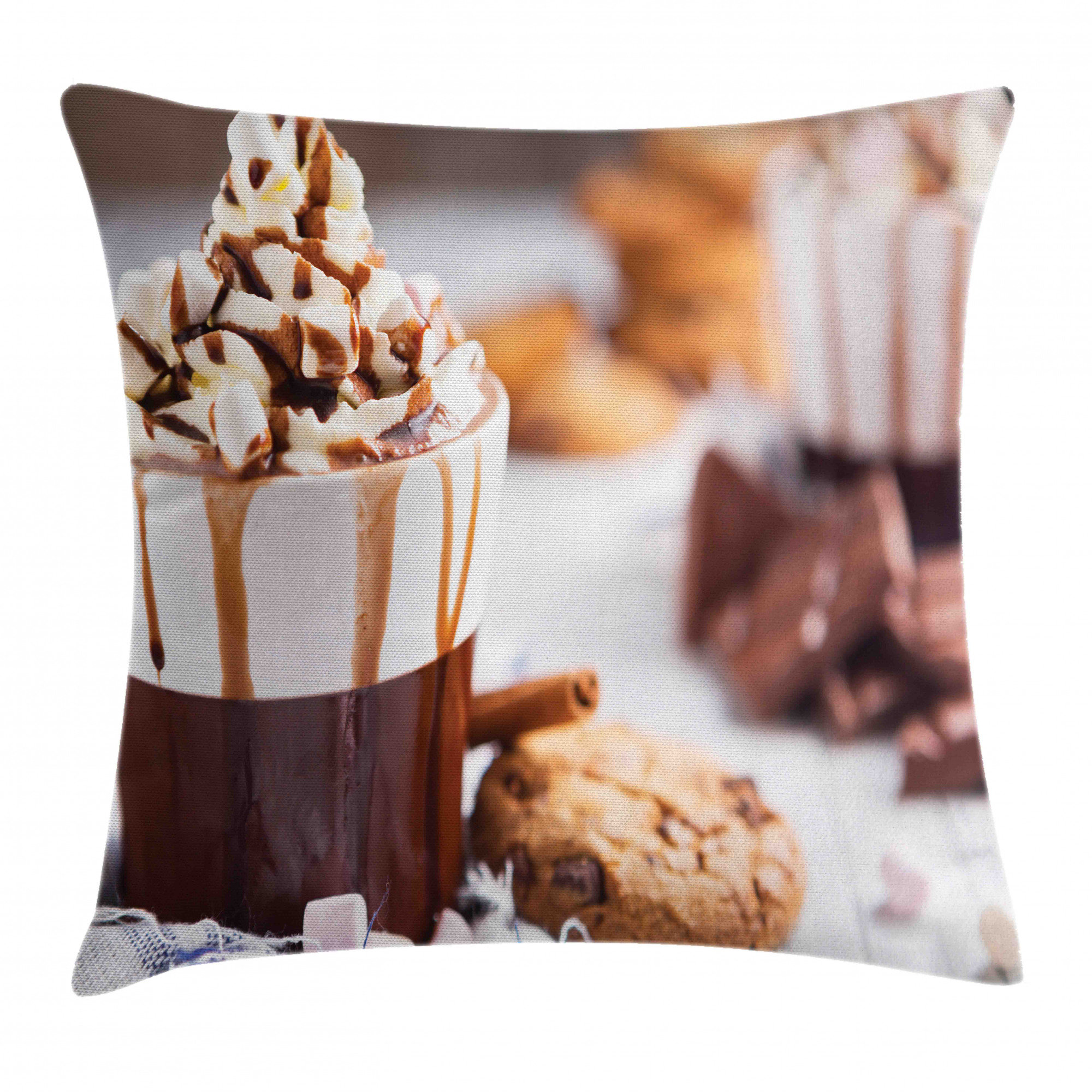 Ambesonne Chocolate Throw Pillow Cushion Cover, Messy Cup With Hot ...