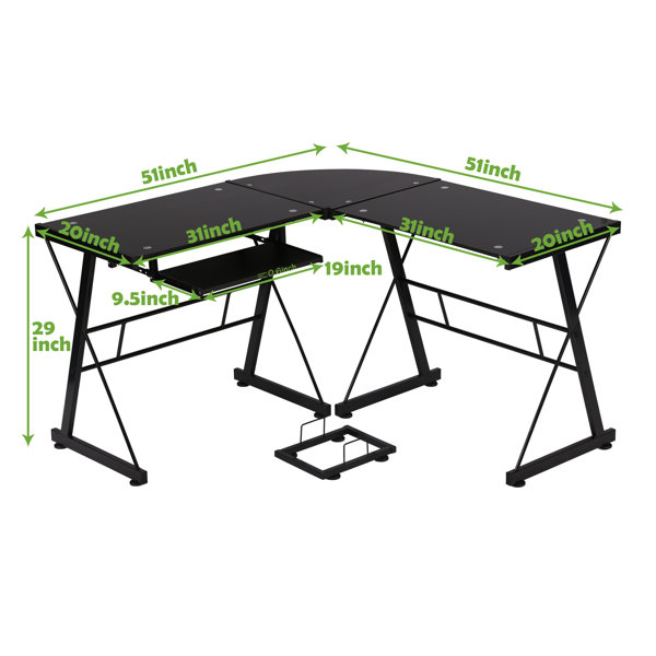 Inbox Zero Glass L-Shape Desk & Reviews | Wayfair