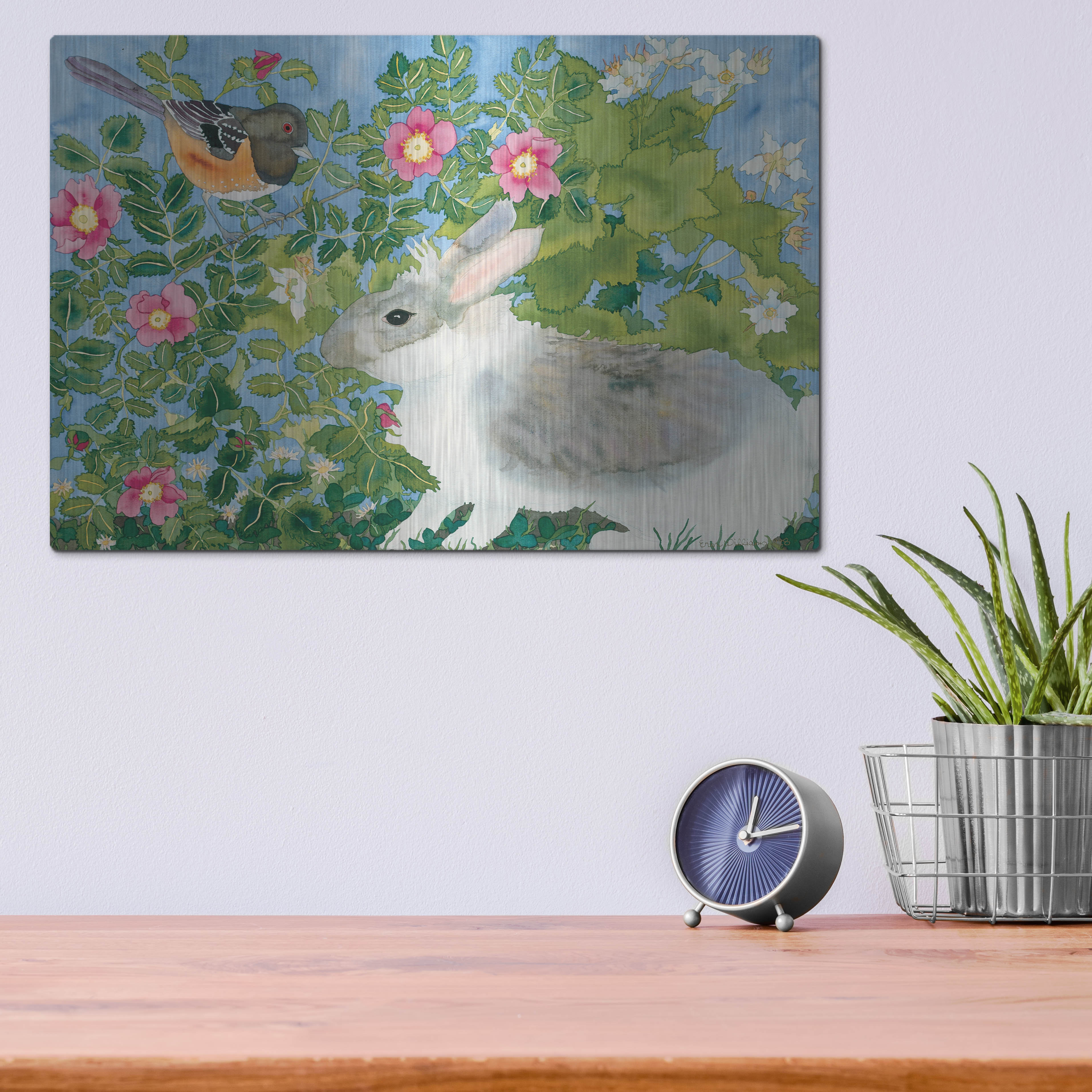 August Grove® " Bunny With Towee " by Carissa Luminess on Metal | Wayfair