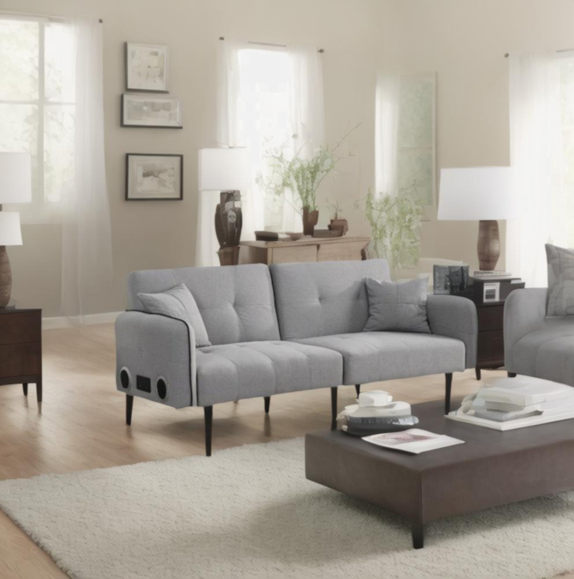 Go Peak Track Folding Ottoman Sofa Bed With Stereo (Gray) | Wayfair