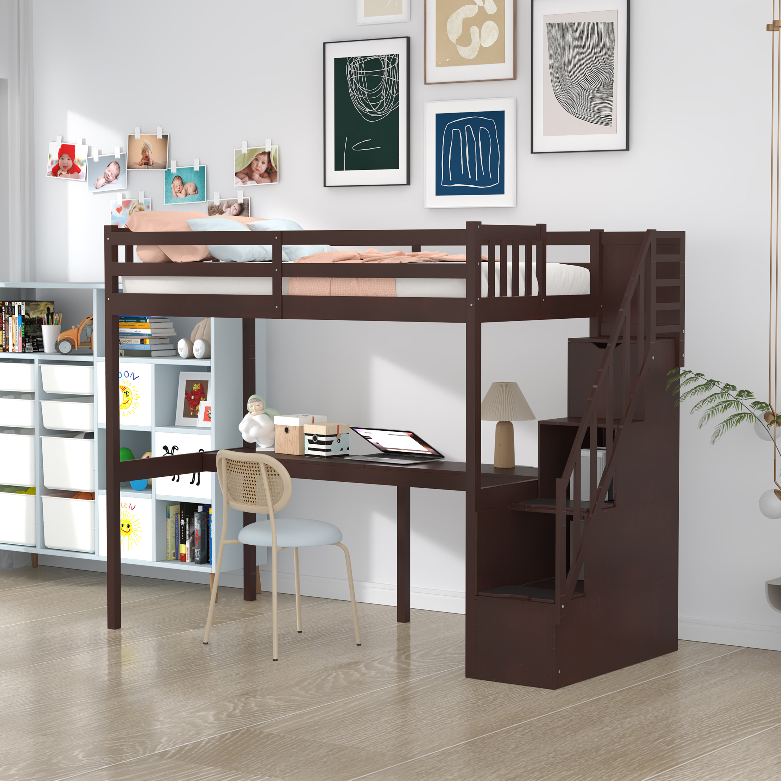 Harriet Bee Hafso Twin Loft Bed with Built-in-Desk by Harriet Bee | Wayfair