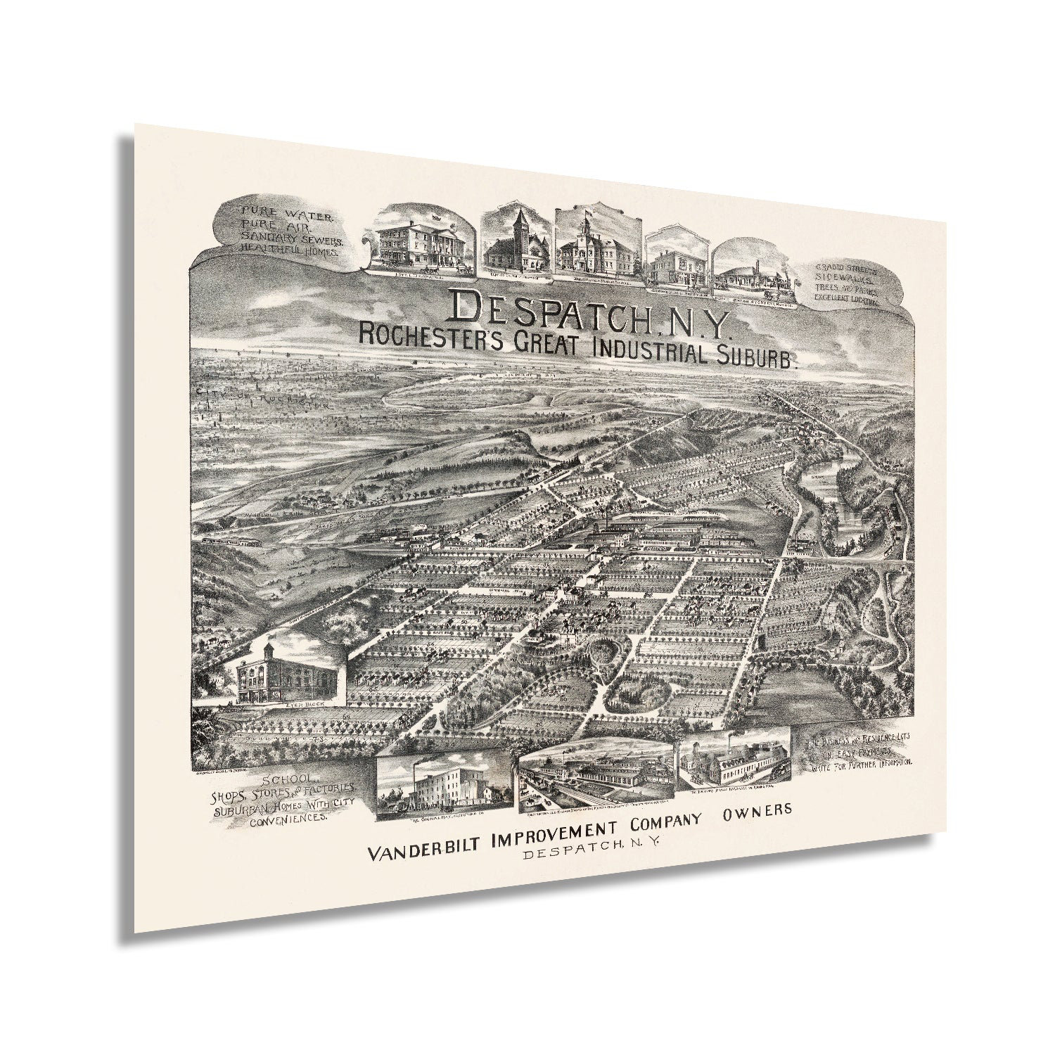 Williston Forge 1890 Despatch Rochester NY Map - Vintage Map Of ...