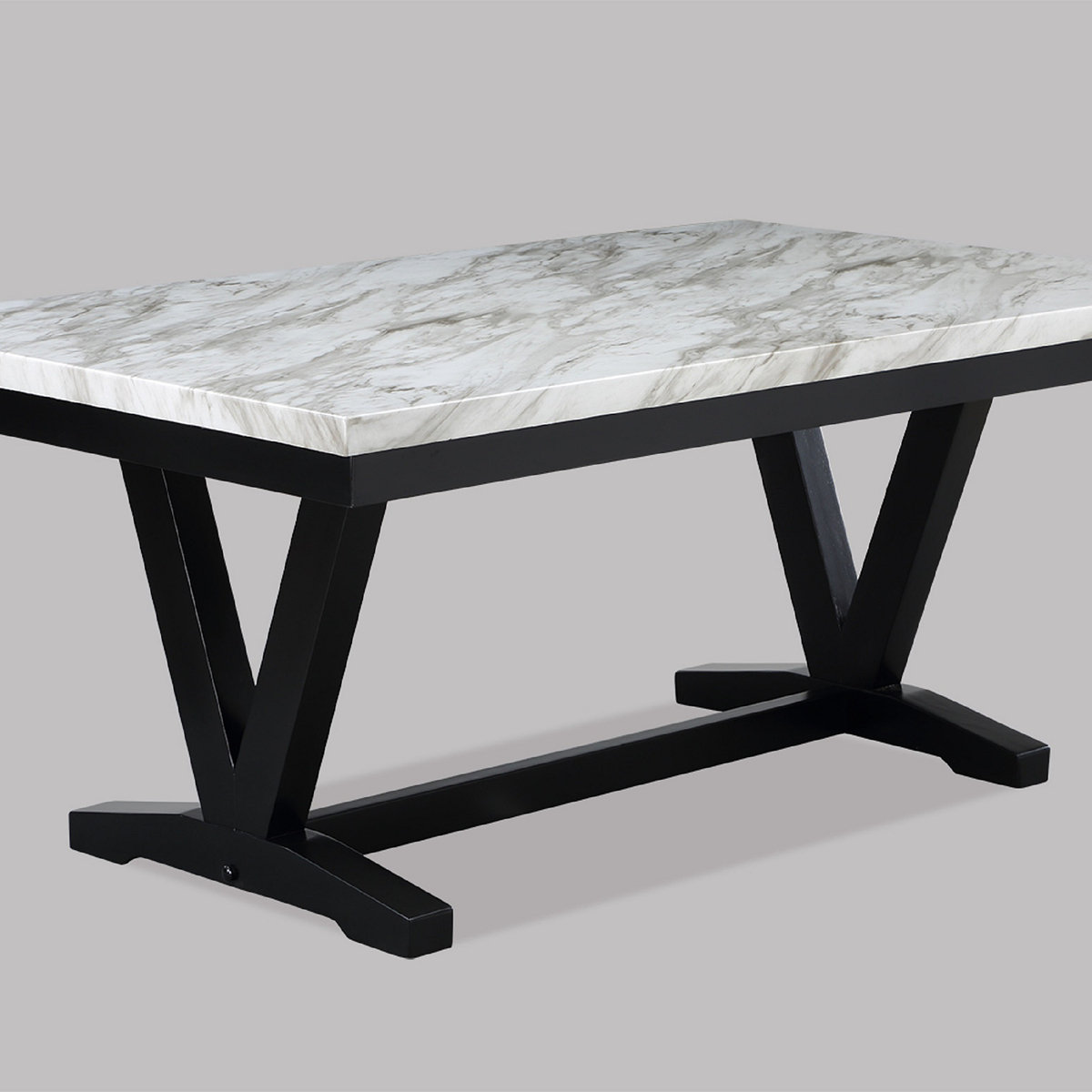 Ivy Bronx Modern Faux Marble Dining Room Rectangular Table V-Shape ...