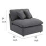 Benjara Hobo Modular Armless Chair, Charcoal Gray Fabric, 2 Pillows, 38 ...