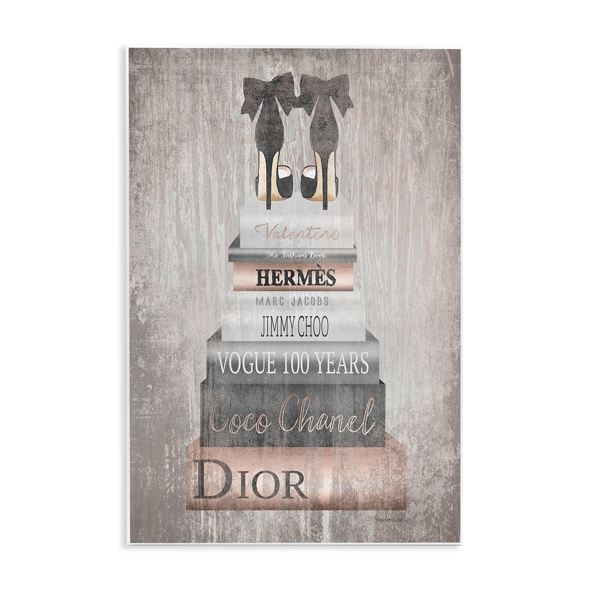 Rosdorf Park 'Book Stack Heels Metallic Pink' Graphic Art Print ...