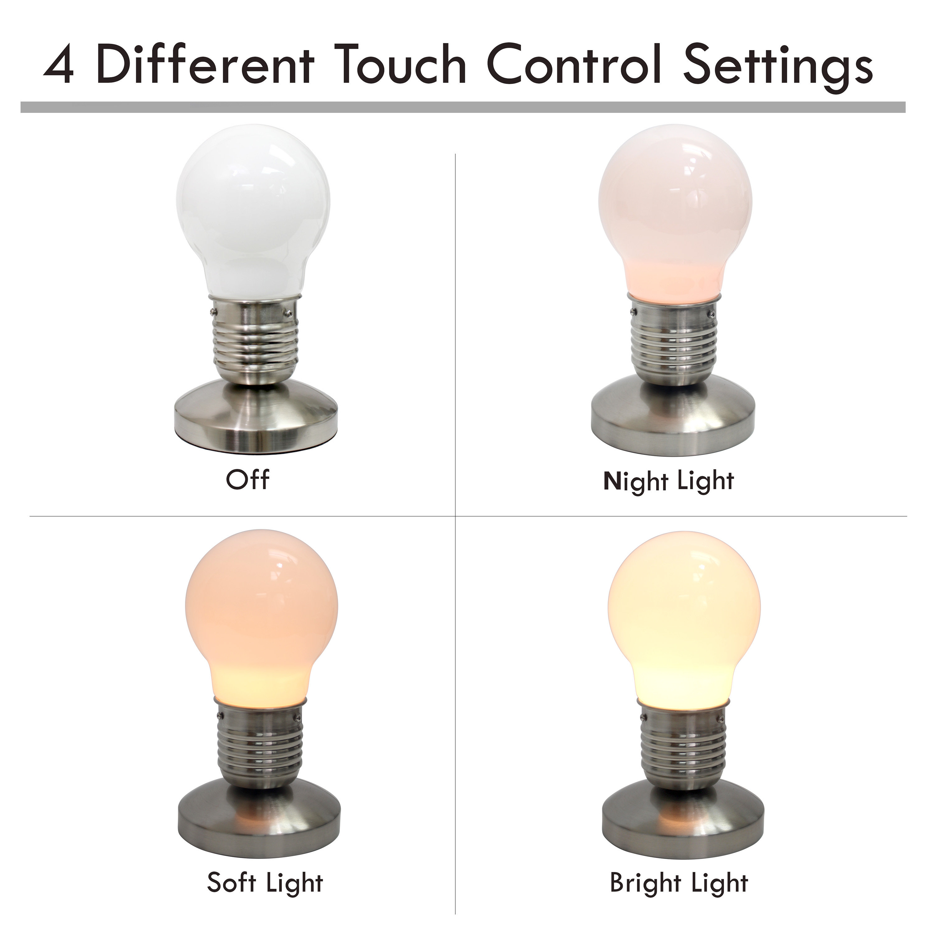 All the Rages Simple Designs Edison Idea Bulb Mini Touch Table Lamp ...