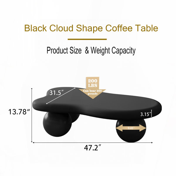 Ivy Bronx Cloud Shaped Coffee Table with 3 Ball Legs for Living Room ...
