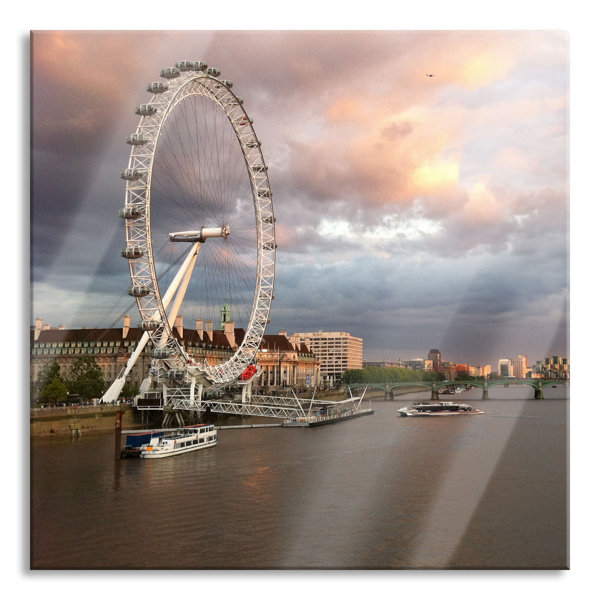 Brayden Studio London Eye Ferris Wheel - No Frame Print on Glass ...