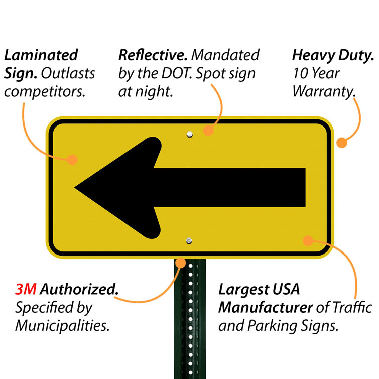 SmartSign Left Arrow 12" X 24" Mutcd-Compliant 3M Engineer Grade ...