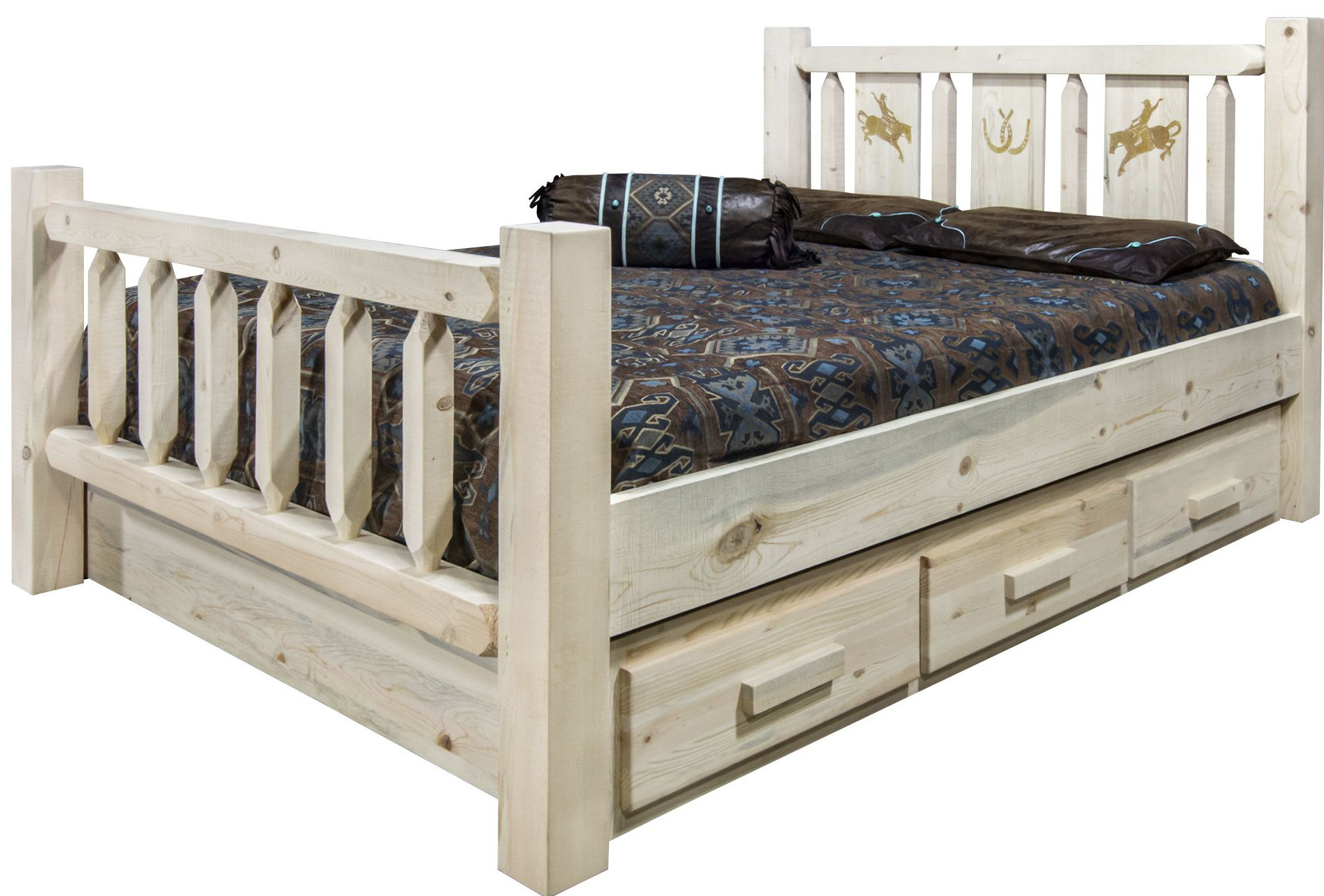 Loon Peak® Homestead Collection Lodge Pole Pine Storage Bed | Wayfair