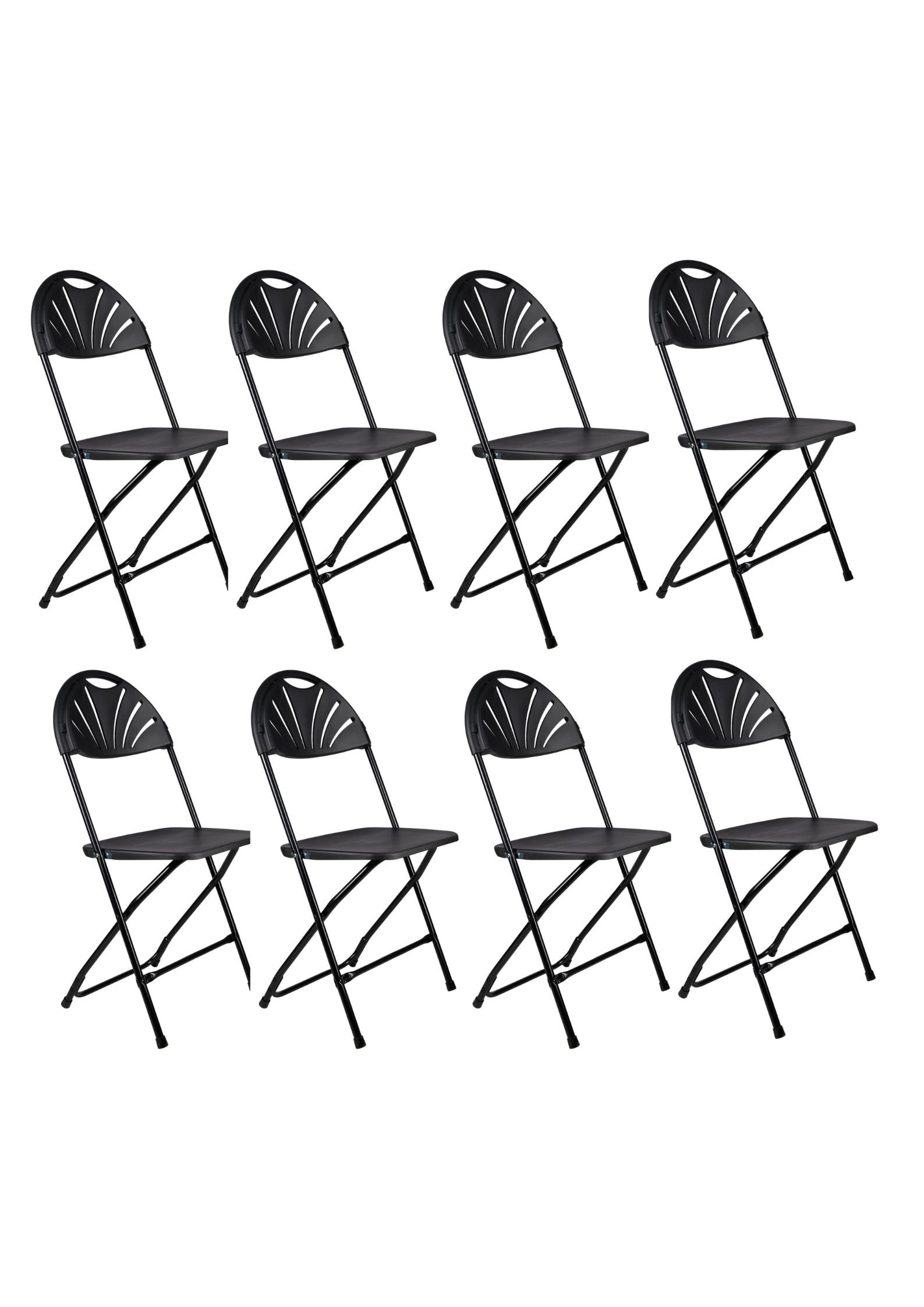 Chivari Fan Back Folding Chair (Steel-Poly Chair), 8 Chair Bundle By ...