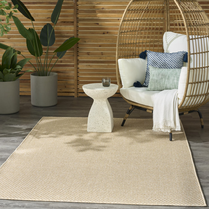Highland Dunes Azarious Cream Outdoor Rug | Wayfair