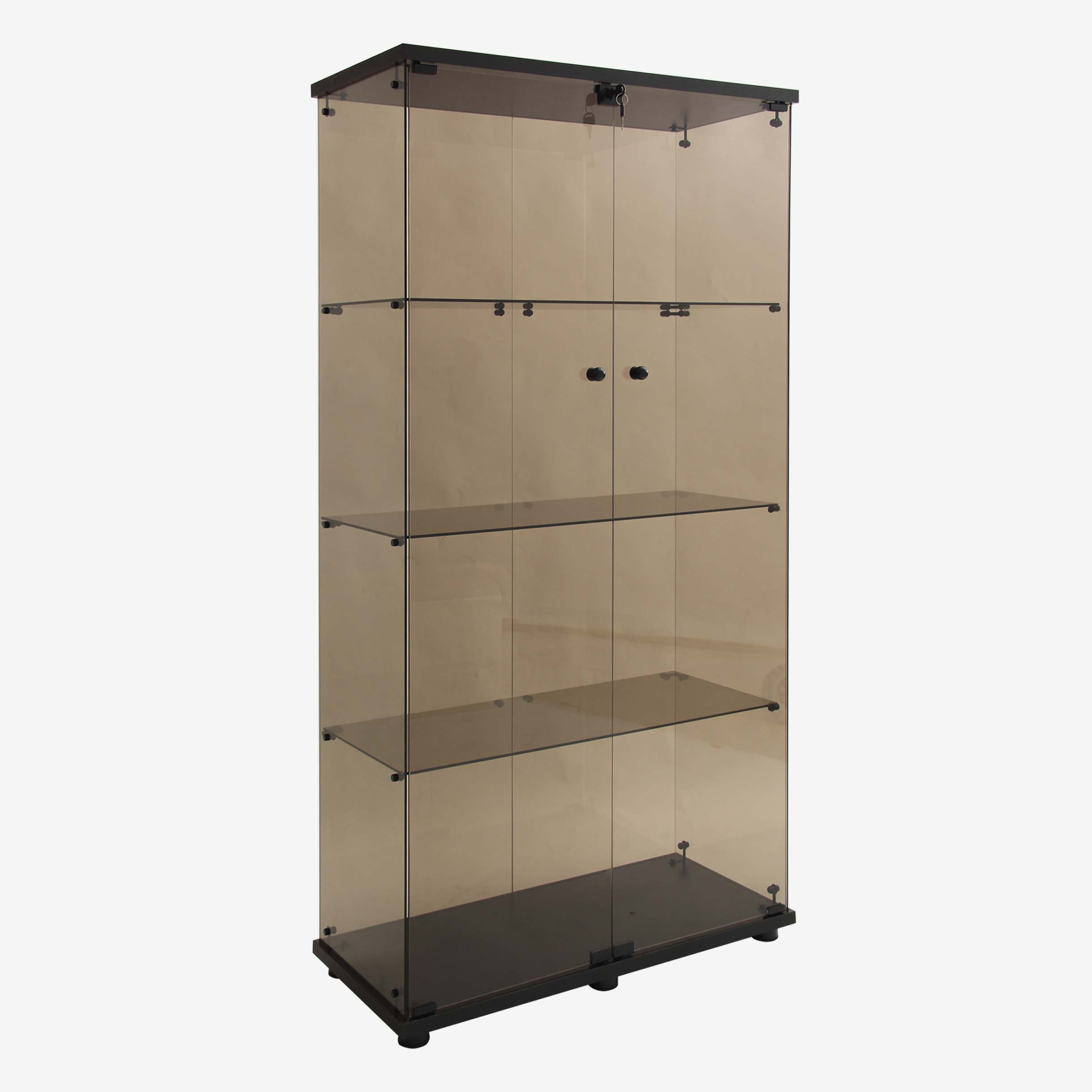 Latitude Run® Two-door Tawny Glass Display Cabinet 4 Shelves with Door ...