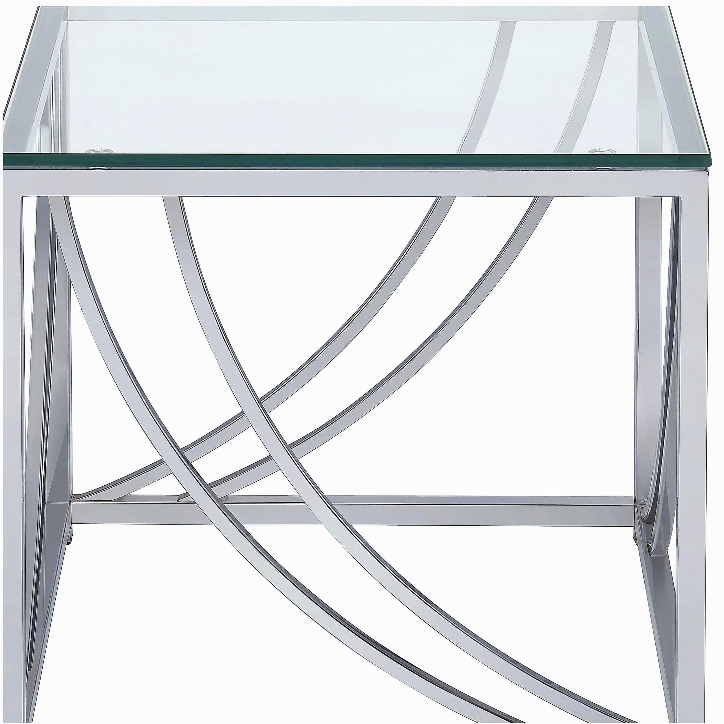 Everly Quinn Brianne Chrome Square Glass Top End Table | Wayfair