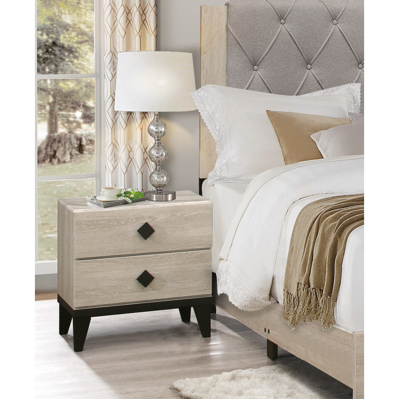 Corrigan Studio® Modern Design Bedroom Nightstands with Faux Marble Top ...