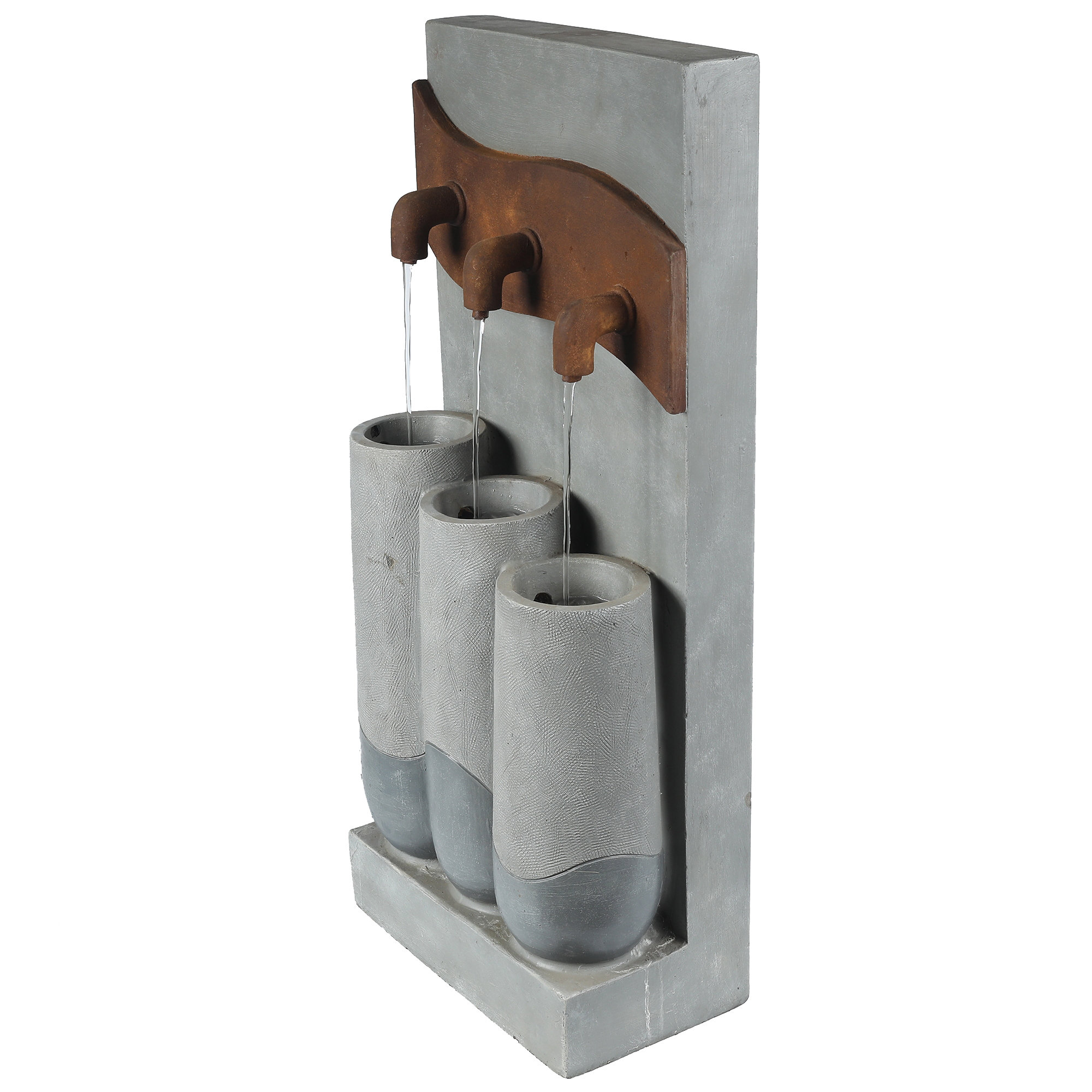 Latitude Run® 3-Feet Tall Gray Pots with Rustic Brown Faucets Cascading ...