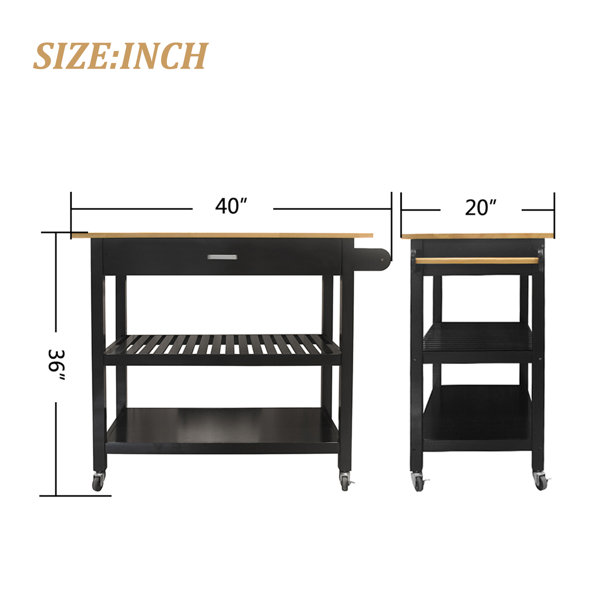 Red Barrel Studio® Rolling Prep Table with Manufactured Wood Top | Wayfair