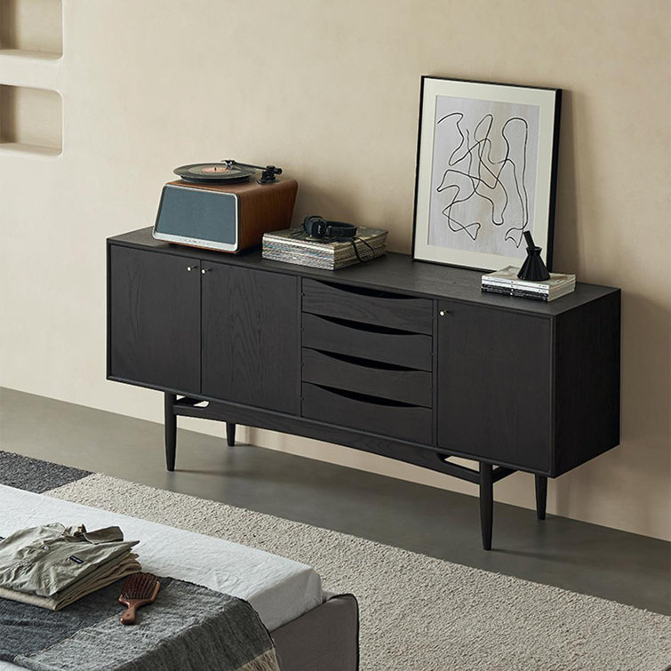 DineElegance.r Elegant Half-Moon Cabinet with Brass Handles - Wayfair ...