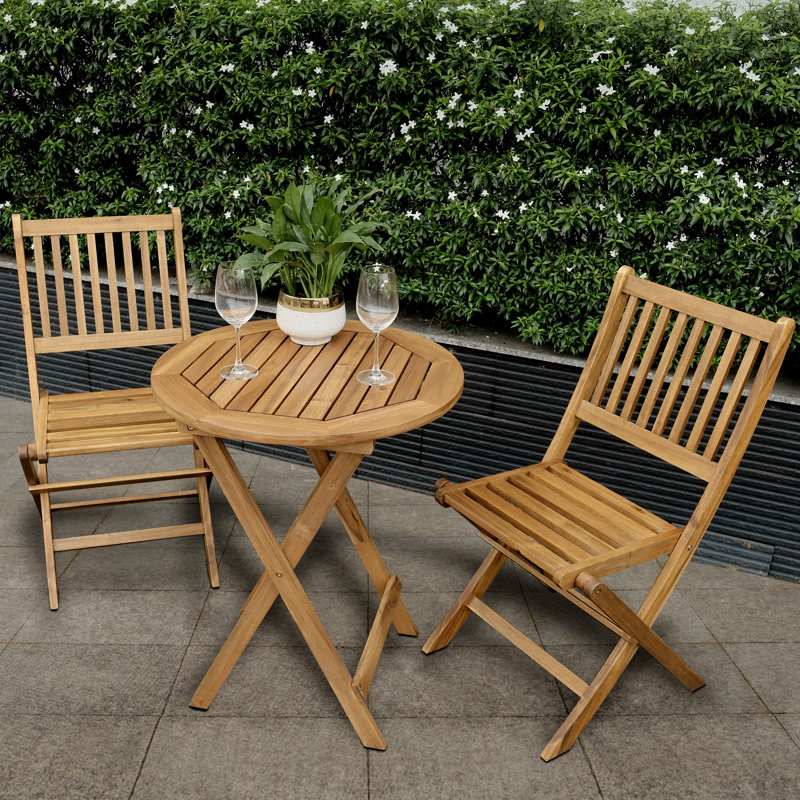 Gracie Oaks Solid Wood Patio Folding Table | Wayfair