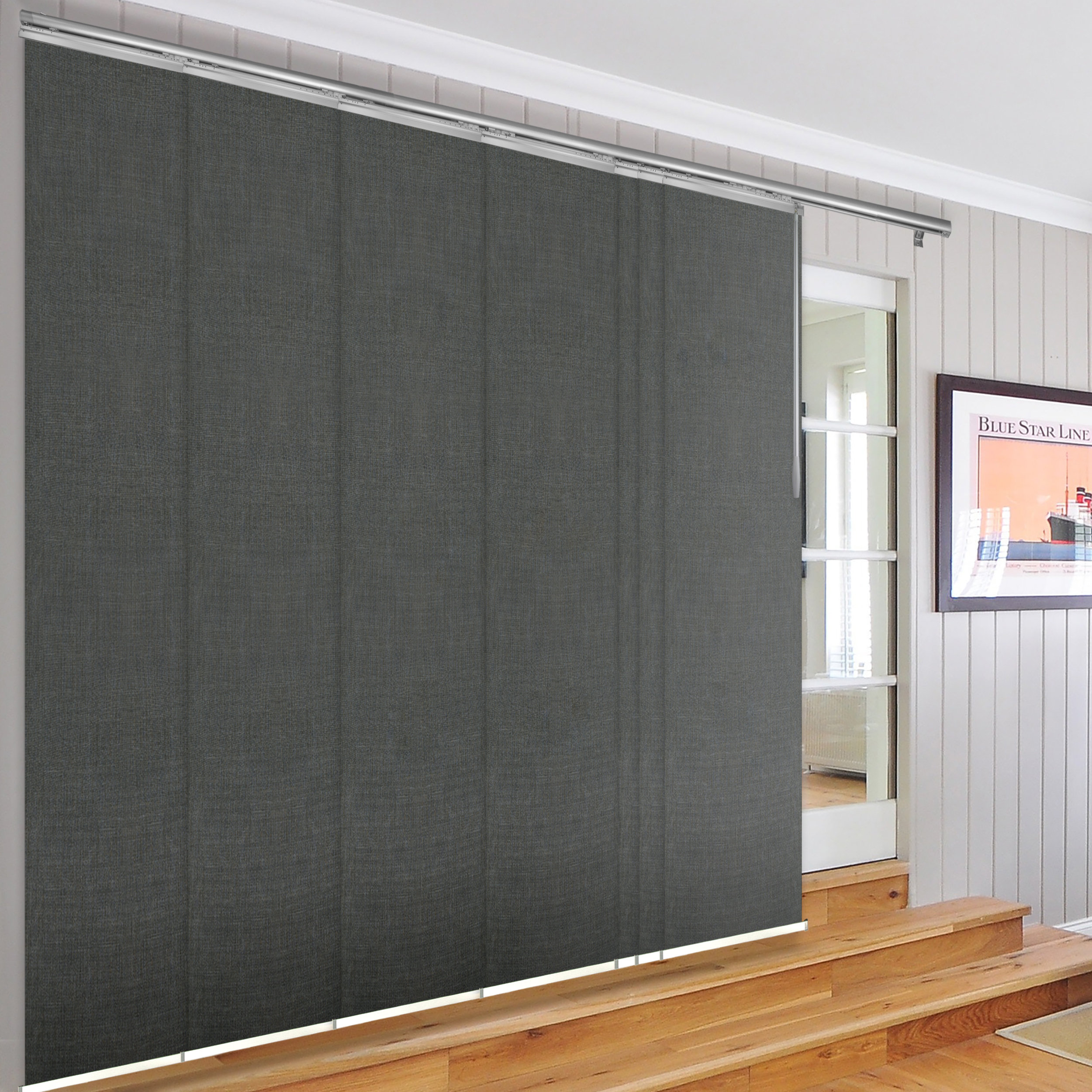 Rod Desyne Smoke 7-Panel Single Rail Panel Track Extendable 110"-153"W ...