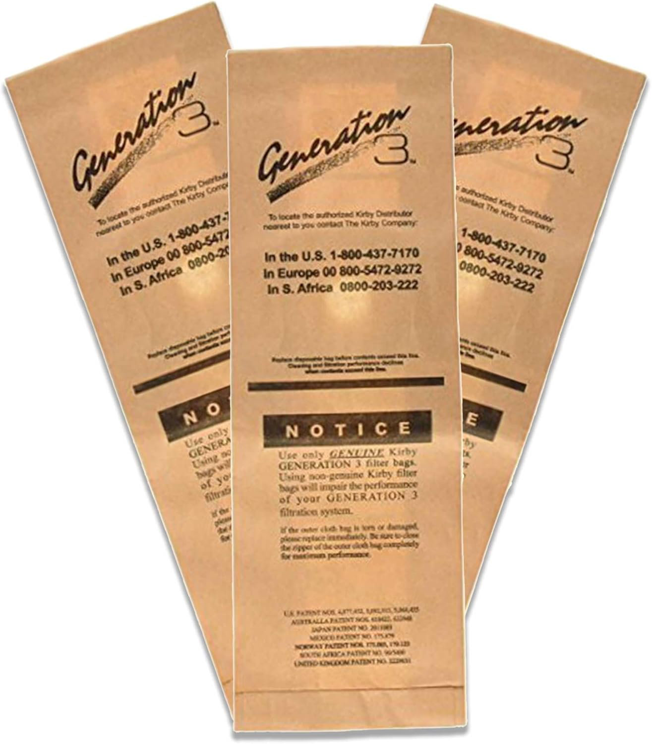 Kirby Generation 3 G3 197289 Disposable Brown Filter Bags 3 Pack | Wayfair