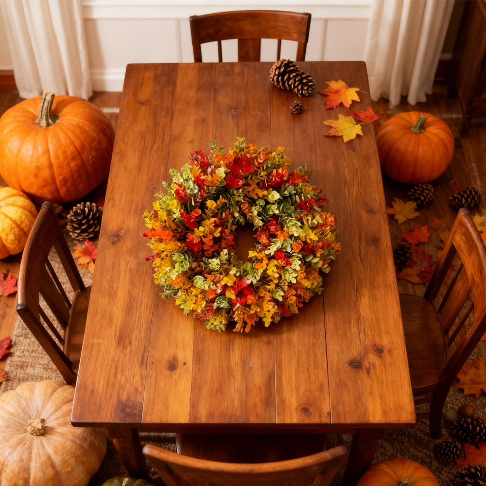 The Holiday Aisle® 13.78in Orange Front Door Fall Wreath For Porch ...