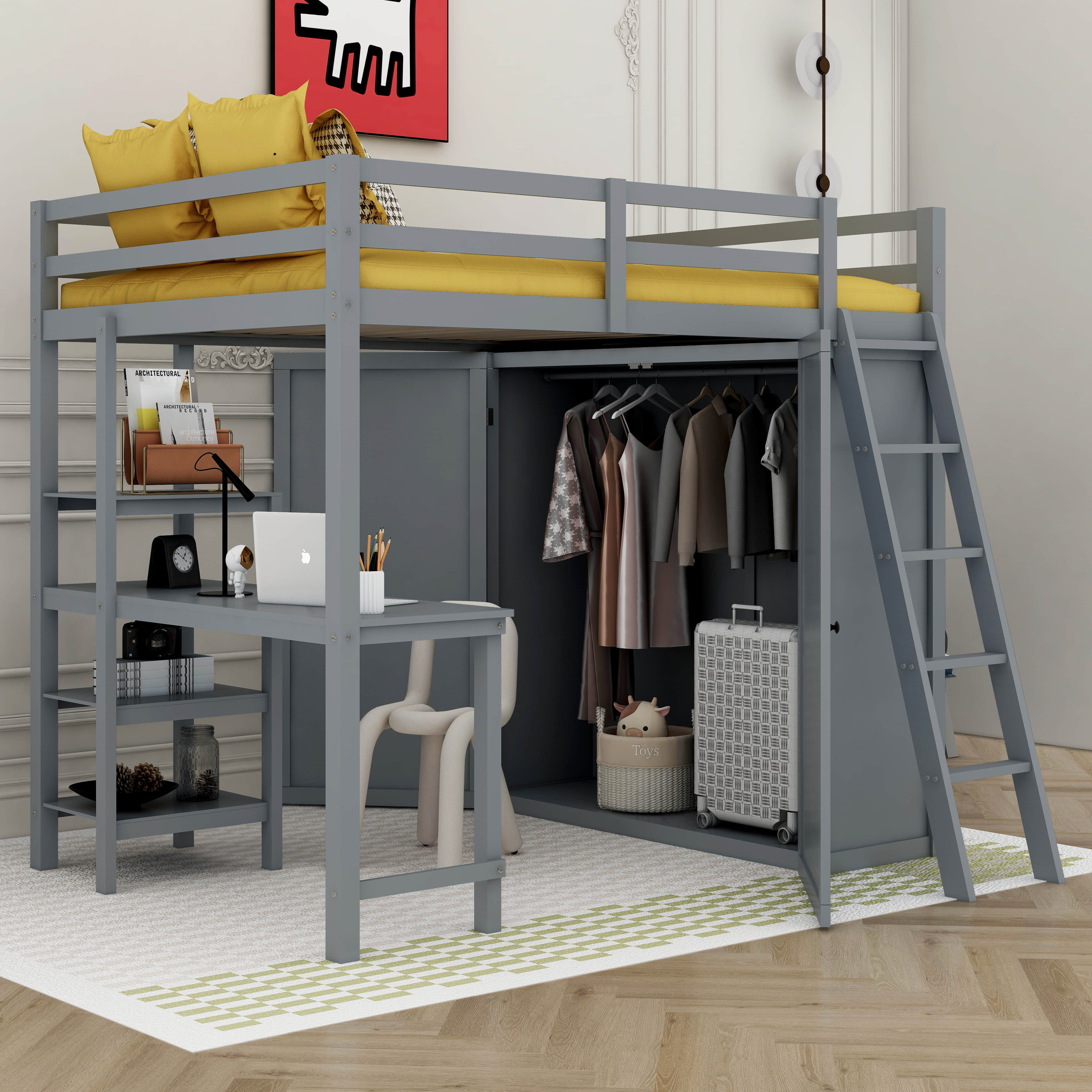 Harriet Bee Hedieh Full Size Loft Bed with Wardrobe & Reviews - Wayfair ...