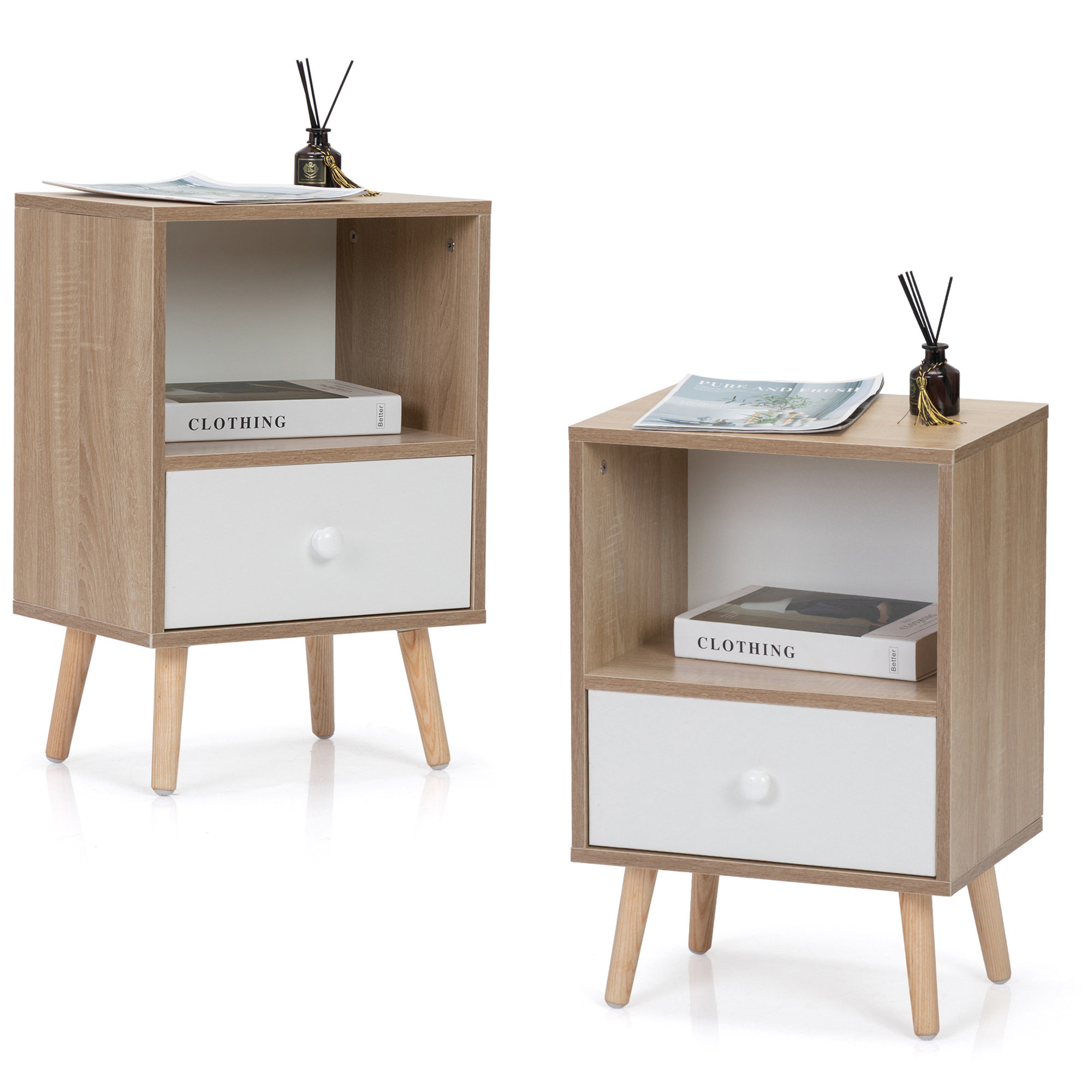 George Oliver Two original wood coloured double single drawer ...