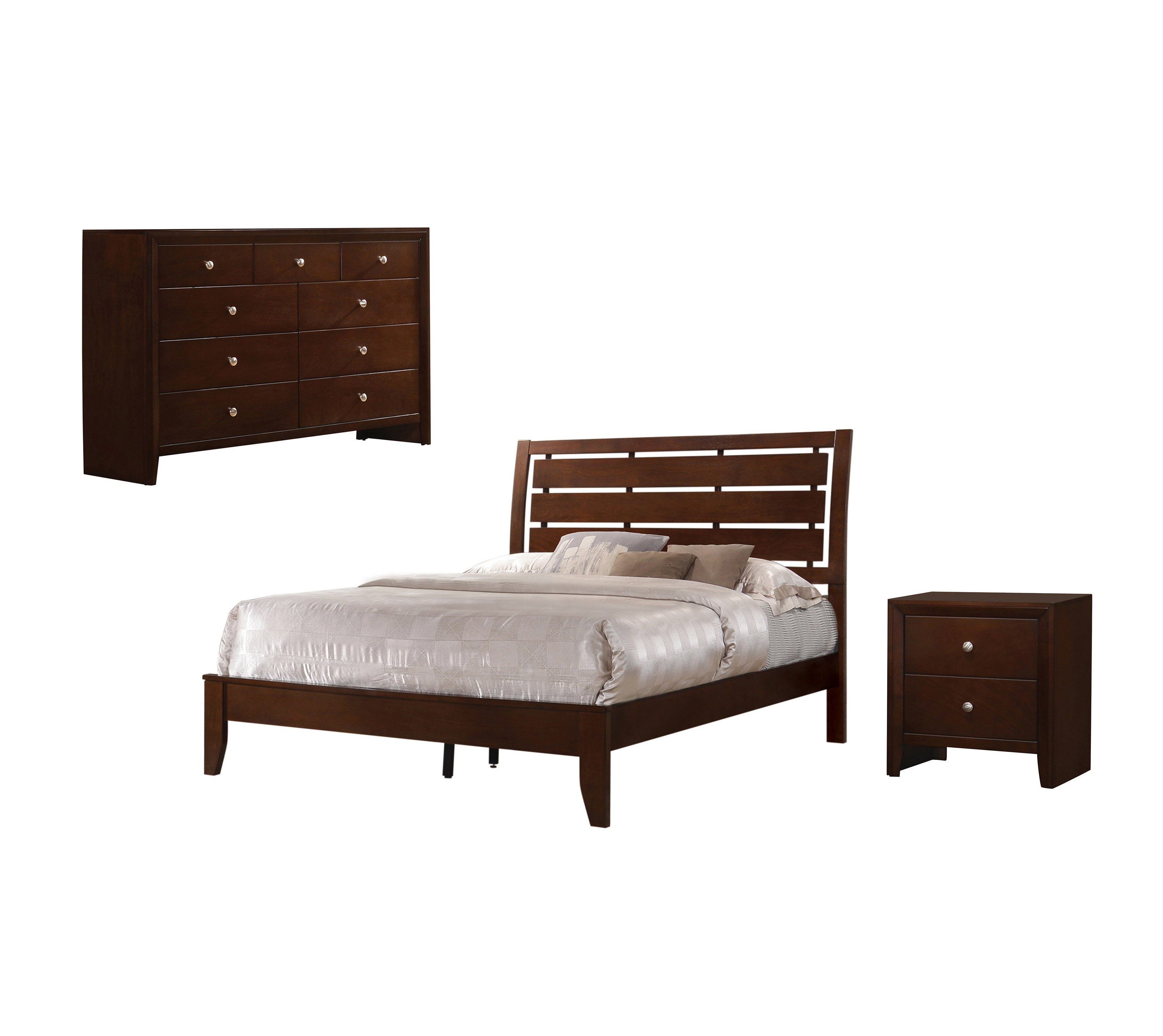 Red Barrel Studio Ardent Rich Merlot 3-Piece Bedroom Set with Dresser ...