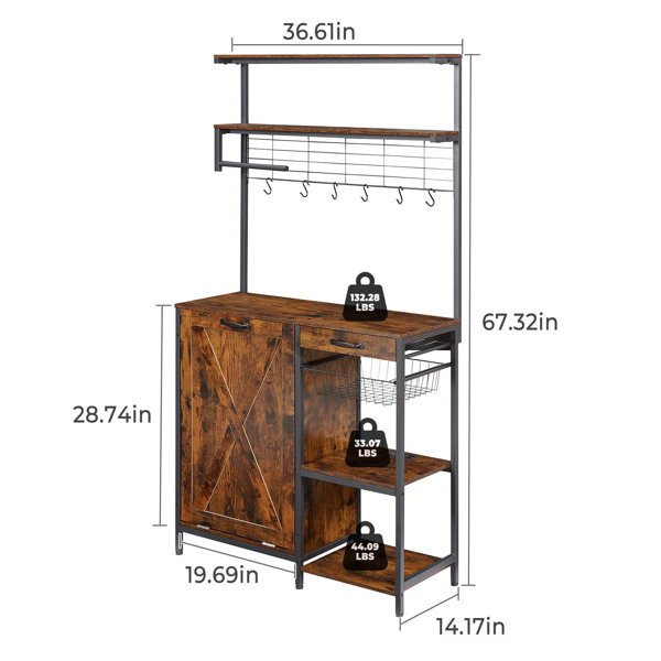 17 Stories Farmhouse Coffee Bar With Trash Can Storage & Coffee Pod ...