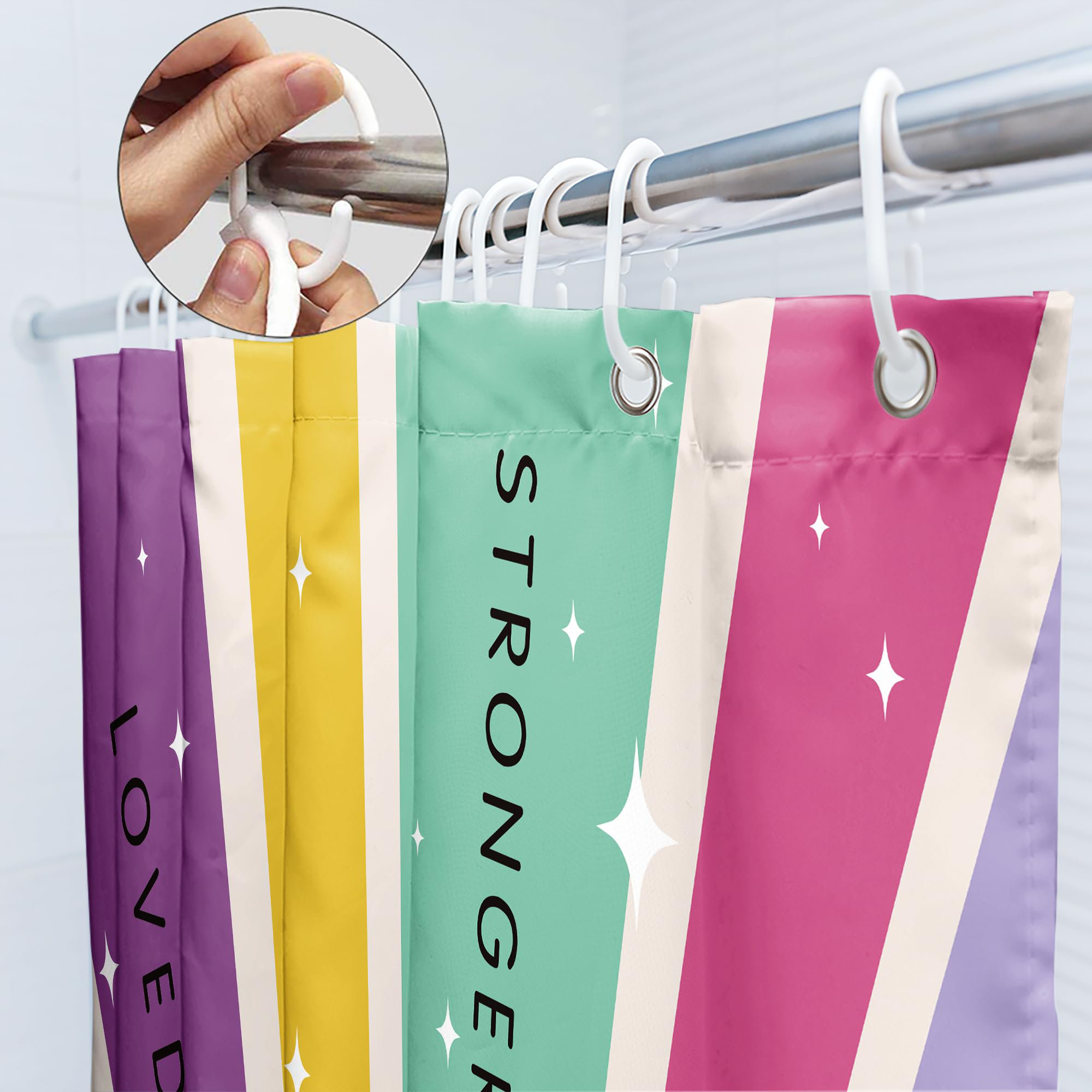 Dakota Fields Rainbow Vintage Bathroom Tub Panel With 12 Hooks ...