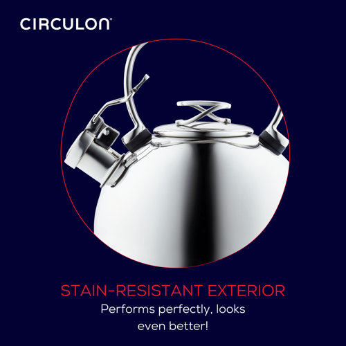Circulon Stainless Steel Whistling Teakettle with Flip-Up Spout, 2.3 ...