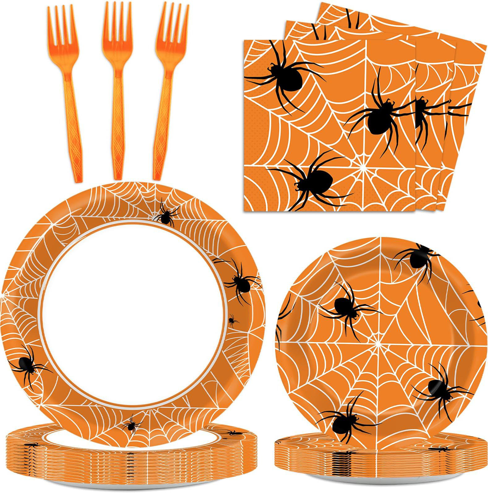COEN 100-piece Halloween spider web party set includes plates and ...